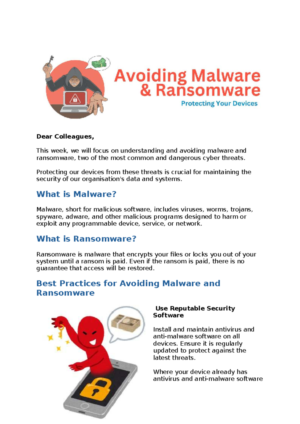 Avoiding Malware & Ransomware: Best Practices for Security - Studocu