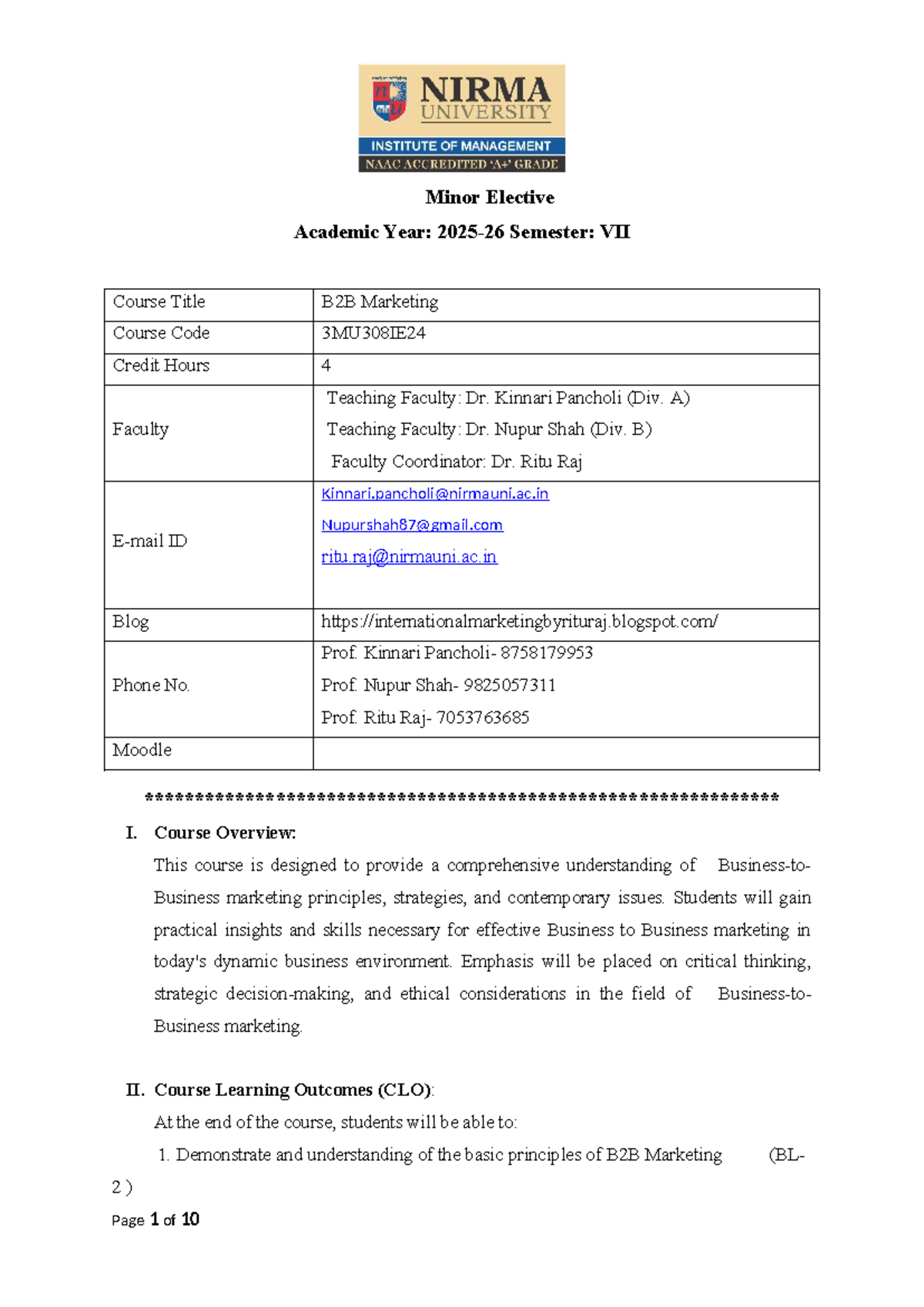 B2B Marketing Course Overview & Learning Outcomes (3MU308IE24) - Studocu