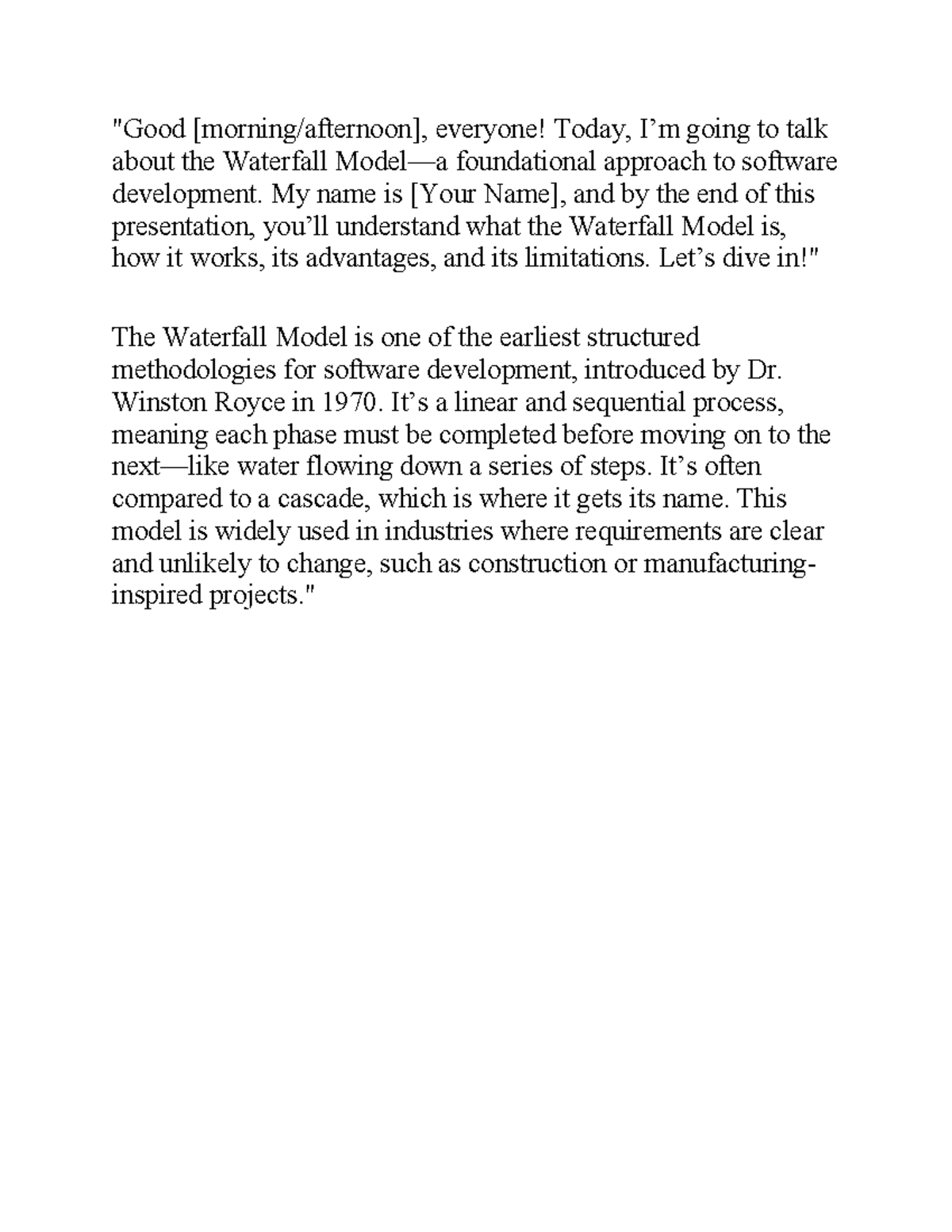 CS101: Waterfall Model in Software Development Overview - Studocu
