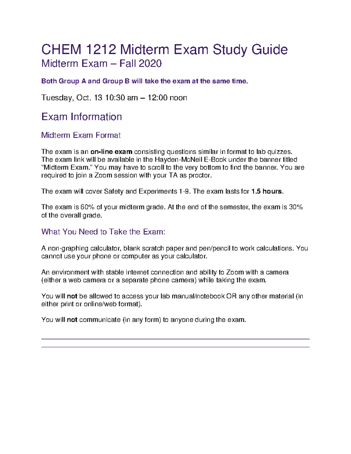 Chem Lab Midterm Notes (with examples) - CHEM 1212 Midterm Exam Study ...