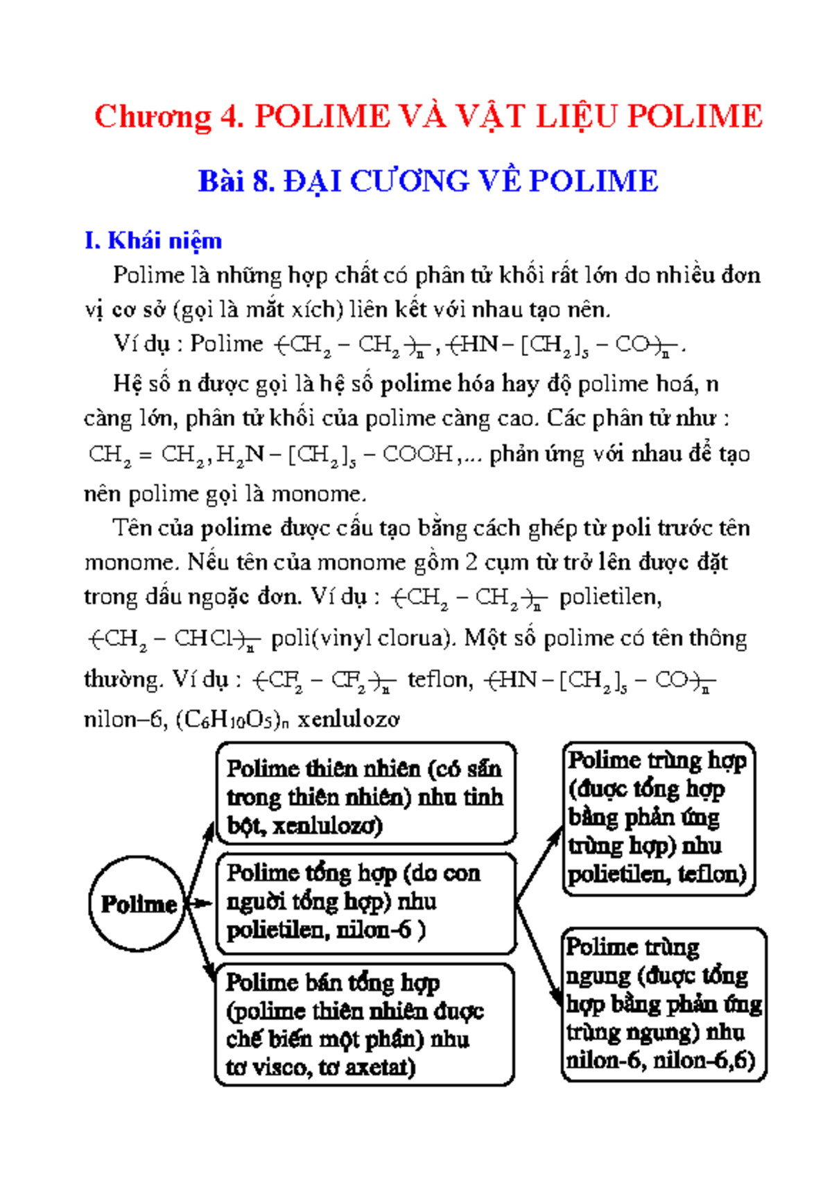 GIÁO KHOA HÓA 12 - CHƯƠNG 4 - Chương 4. POLIME VÀ VẬT LIỆU POLIME Bài 8 ...