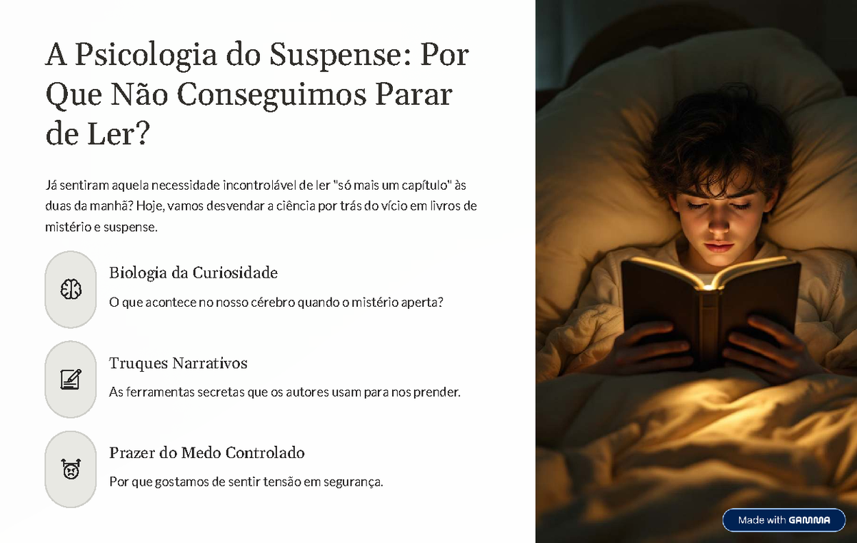 A Psicologia do Suspense: Entendendo o Vício em Leitura - Studocu