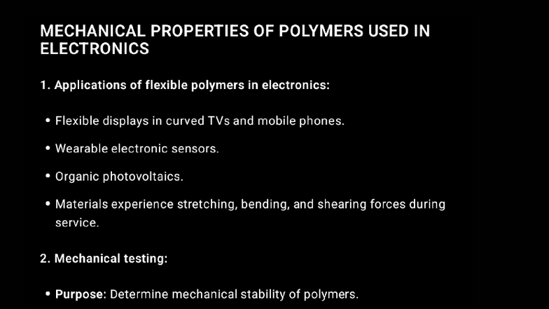 MECHANICAL PROPERTIES OF POLYMERS IN ELECTRONICS 1: Analysis ...