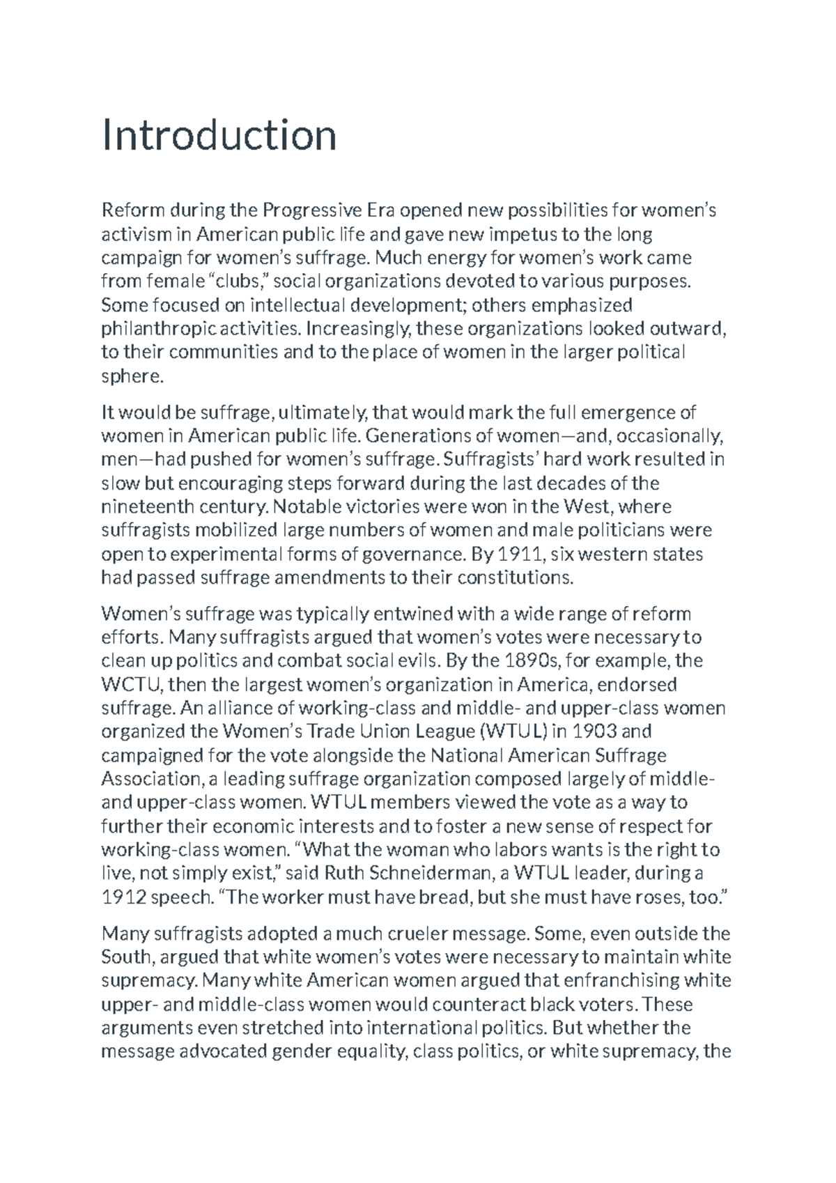 Discussion Week 3: Women's Suffrage and Activism - HIST II - Studocu