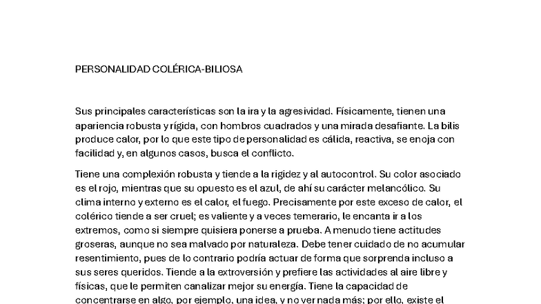 Personalidad Colérica 1-4 - PERSONALIDAD COLÉRICA-BILIOSA Sus ...