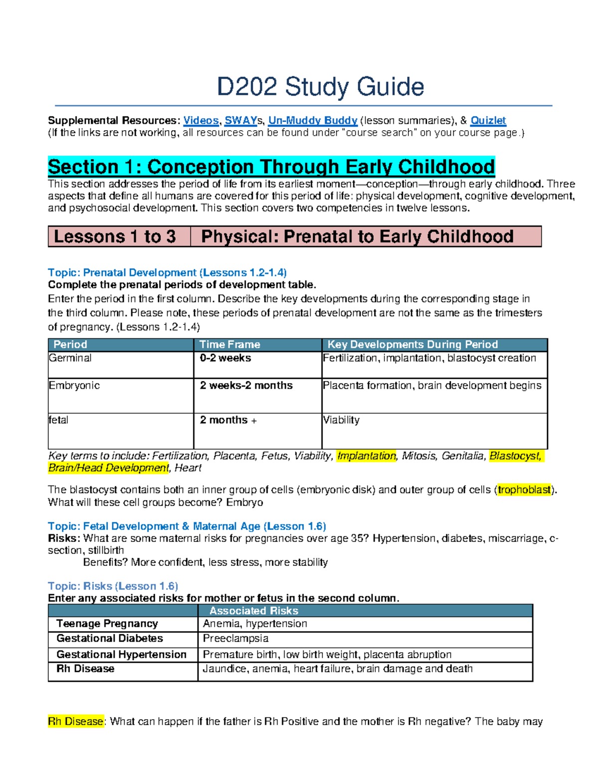 D202 Study Guide: Comprehensive Review for Developmental Stages - Studocu