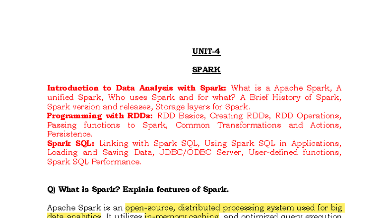 SPARK Introduction to Data Analysis: Overview, Features, and ...