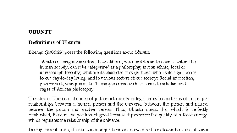 Ubuntu: Understanding Its Philosophy and Principles - LEARN - Studocu