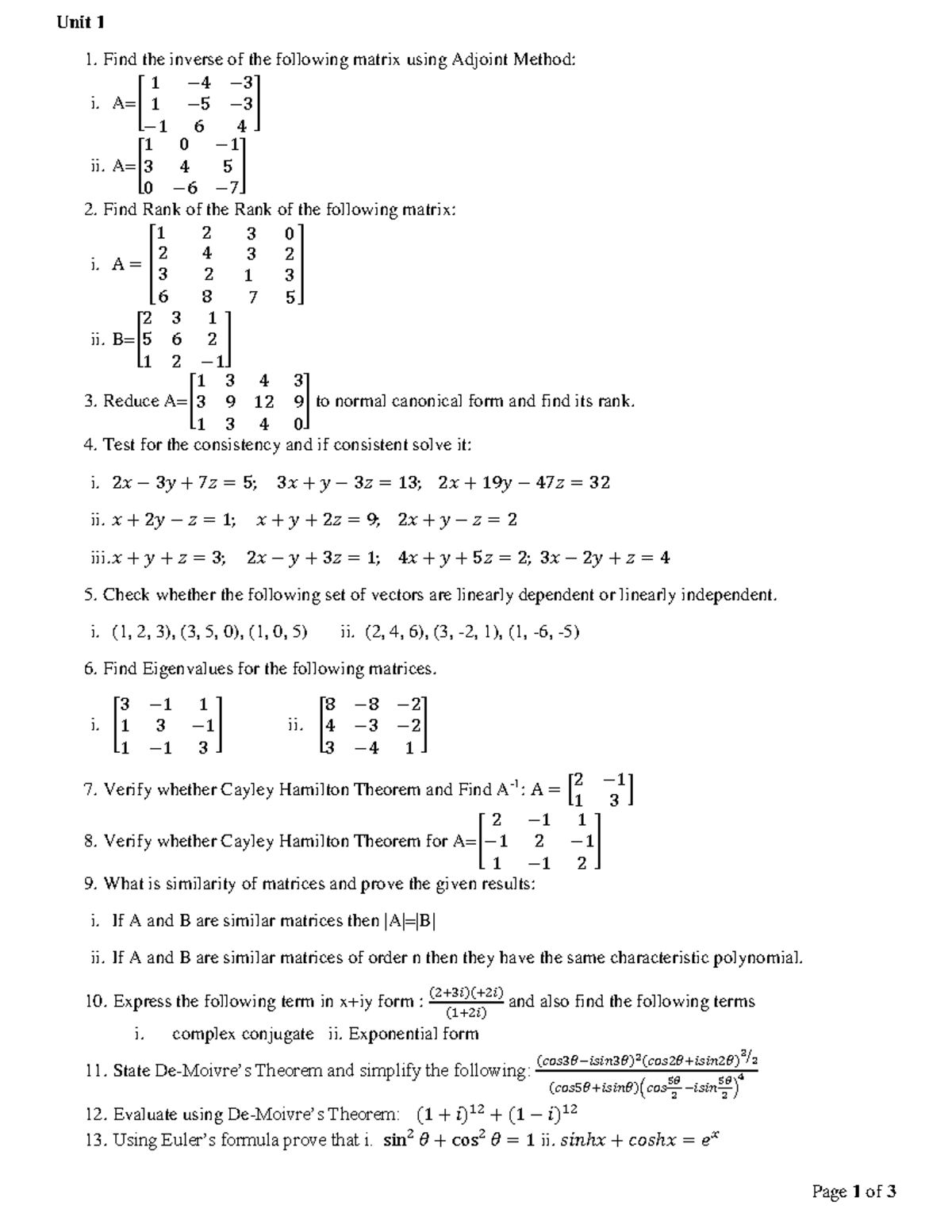 Applied Mathematics Sem 3: Comprehensive Question Bank - Studocu