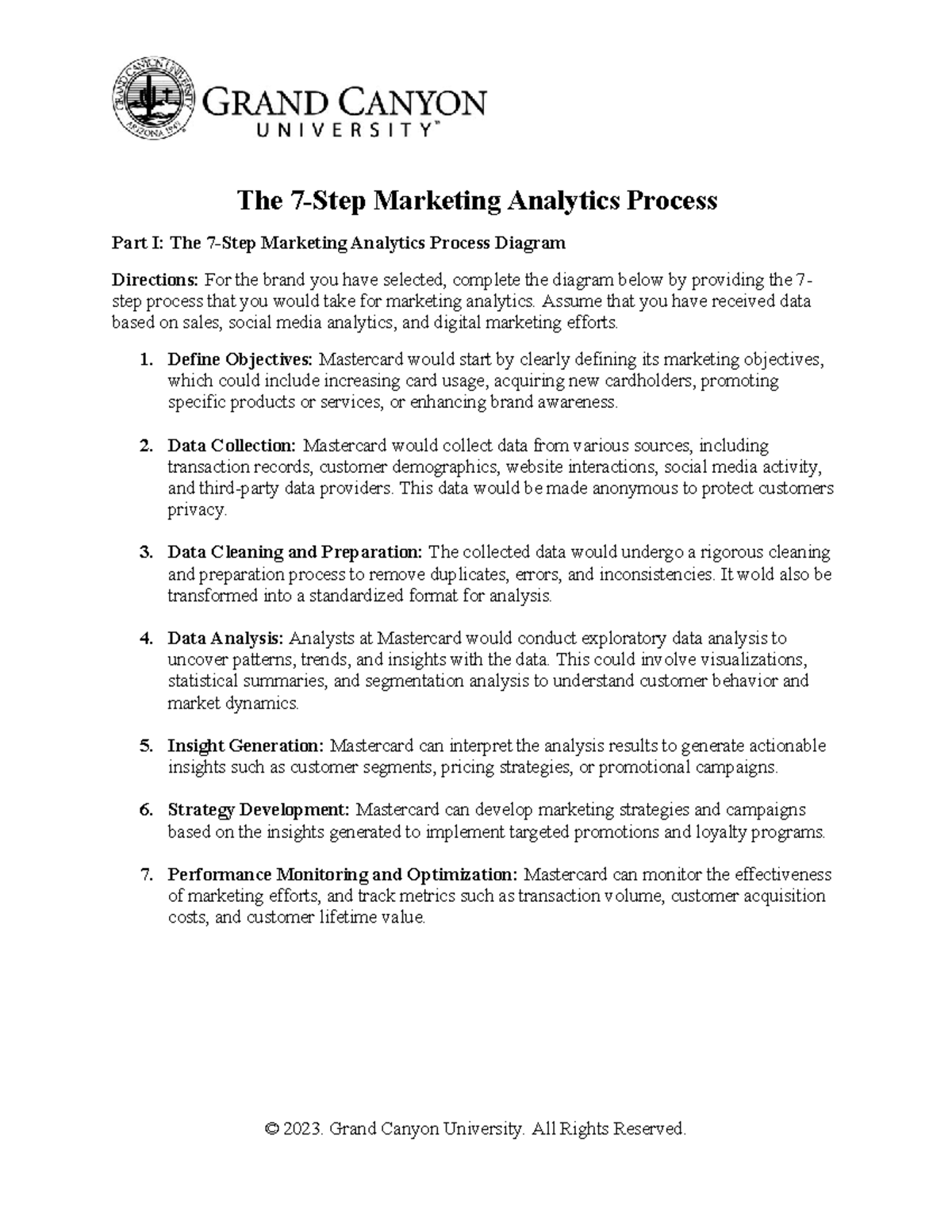 MKT 315 RS T3 Comprehensive 7-Step Process for Marketing Analytics ...