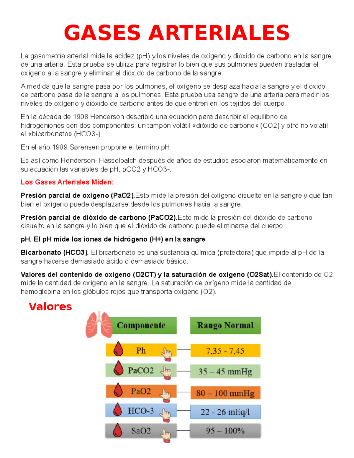 Gases Arteriales: Análisis, Medición y Causas Clínicas - Studocu