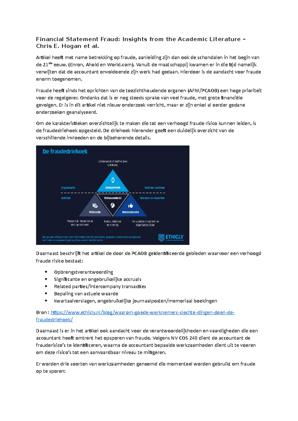AT - Financial Statement Fraud Insights: Hogan et al. Analysis ...