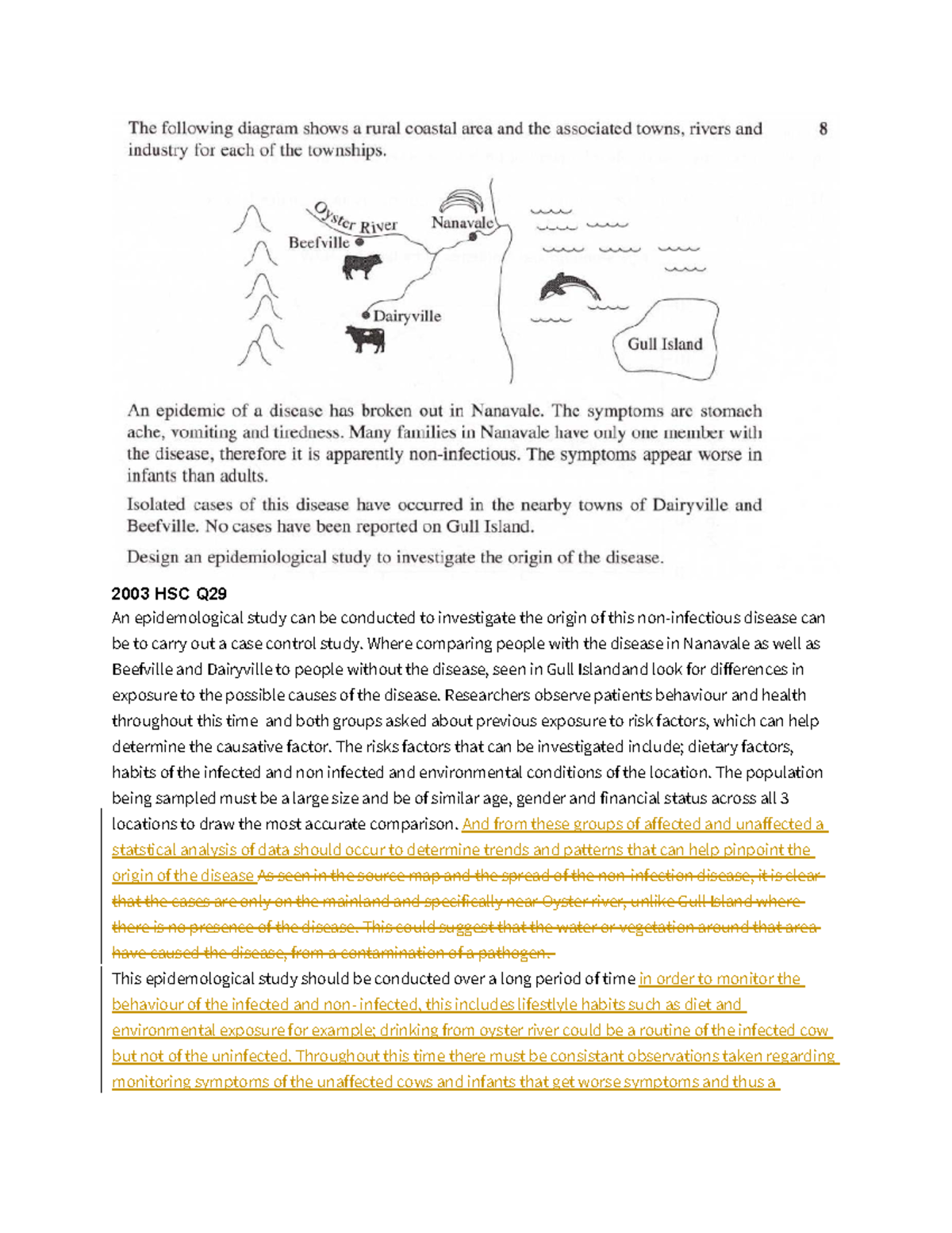 Module 8 Practice Question: Epidemiological Study on Disease Origins ...