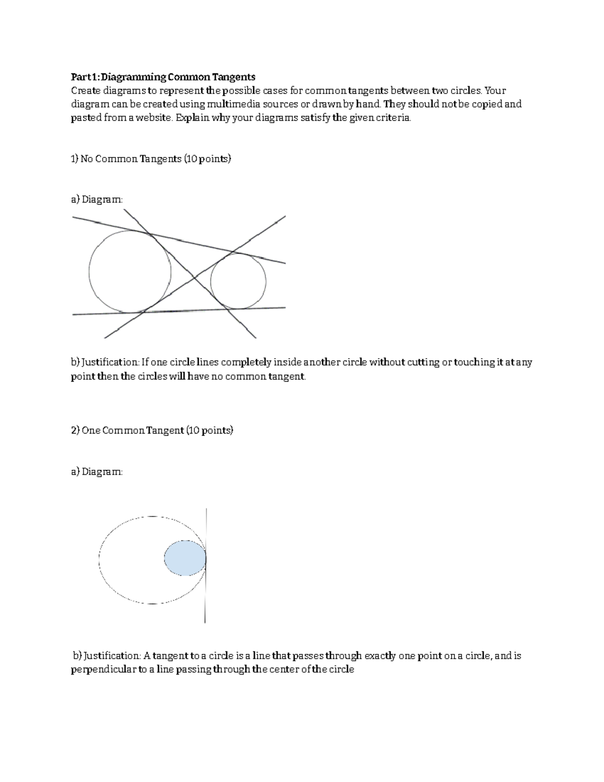 Performance Task: Common Tangents of Circles Analysis and Diagrams - Studocu