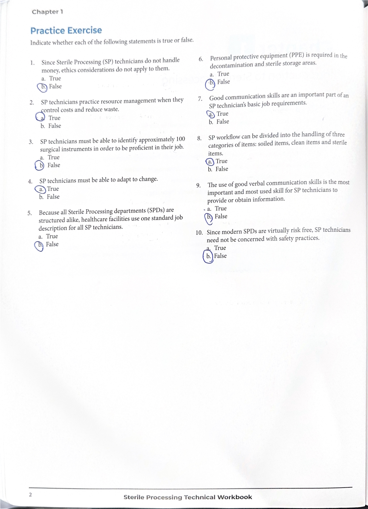 SPT 101 Chapter 1 Practice Exercise: True or False Questions - Studocu
