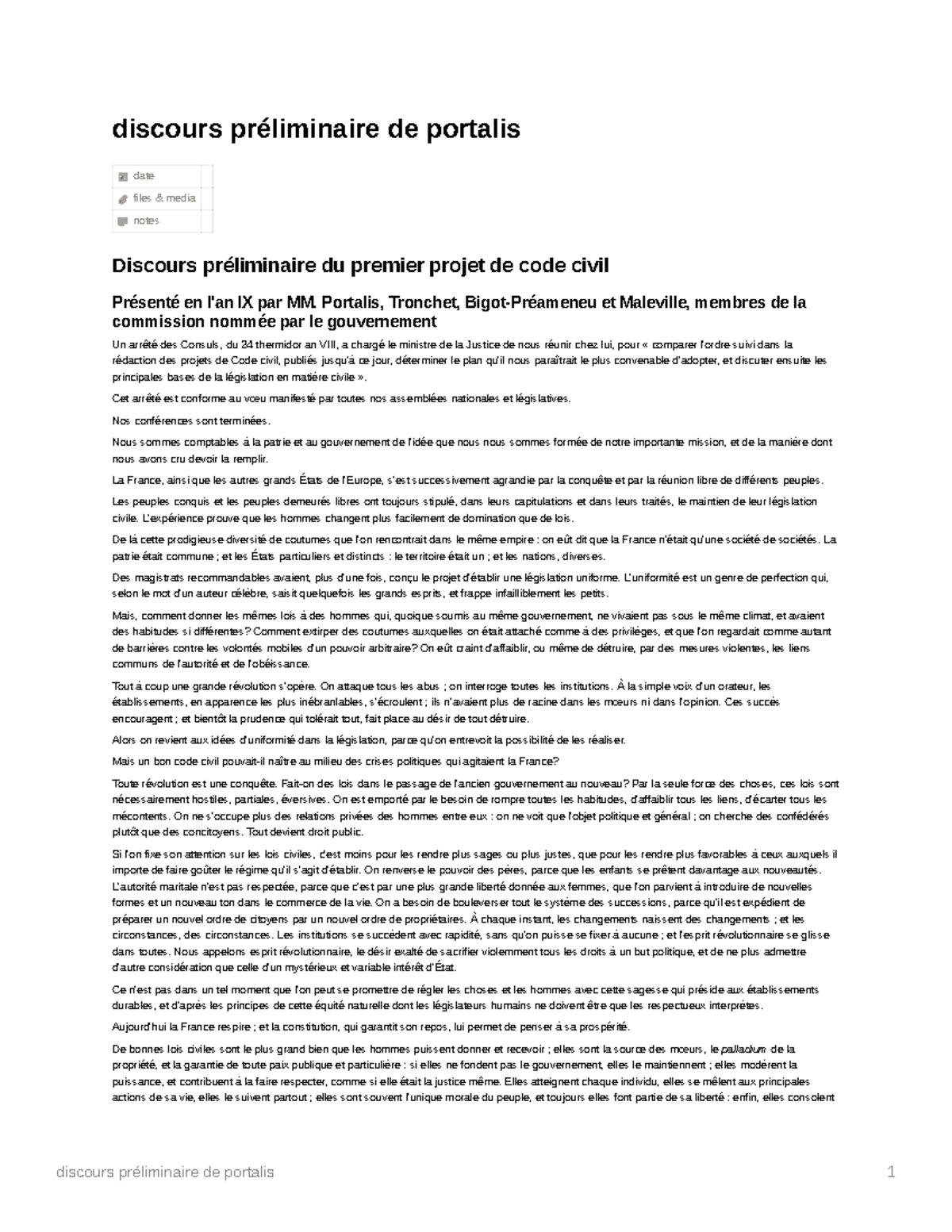 Discours prliminaire de portalis - discours préliminaire de portalis ...