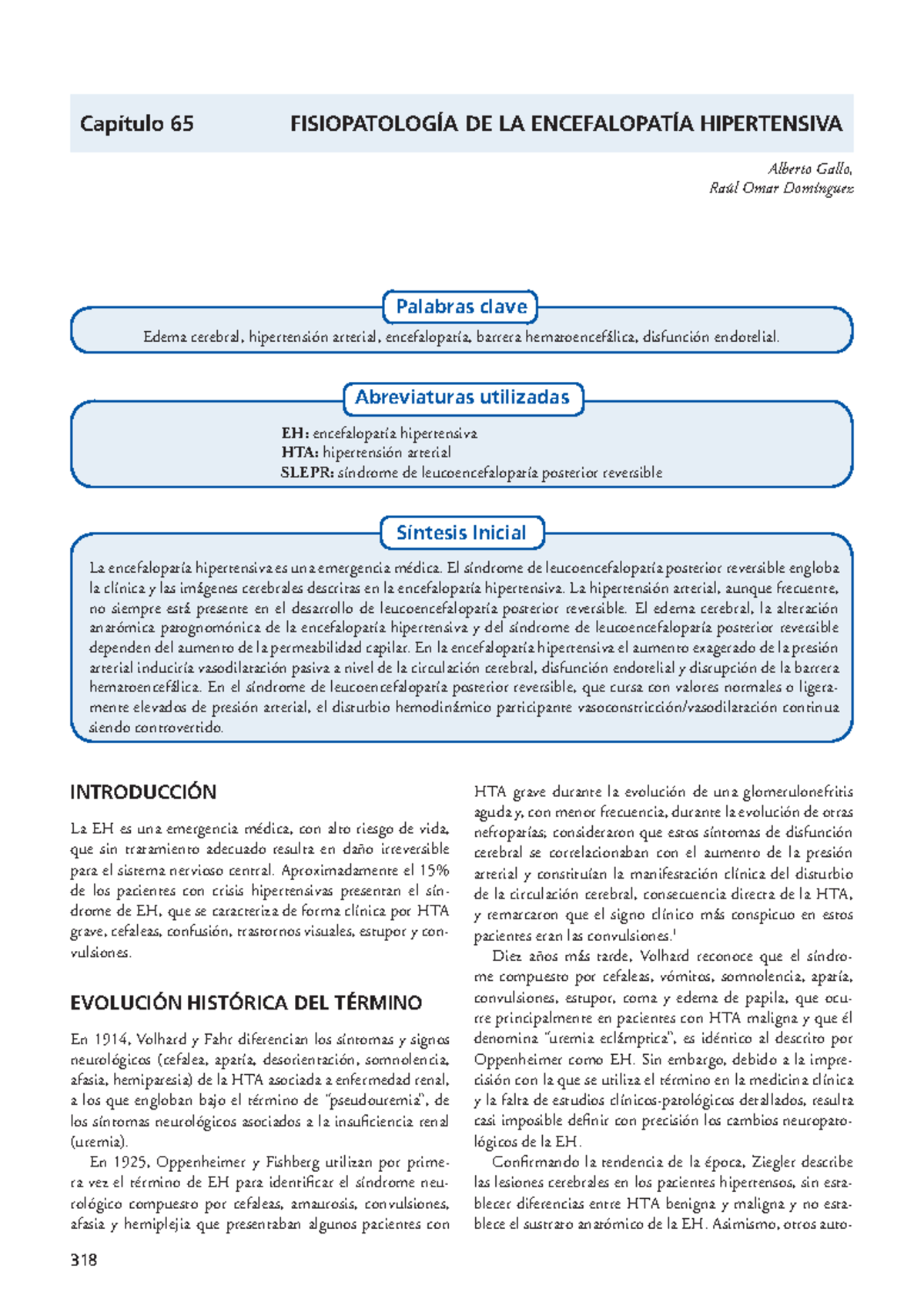 Capítulo 65: Fisiopatología de la Encefalopatía Hipertensiva y SLEPR ...