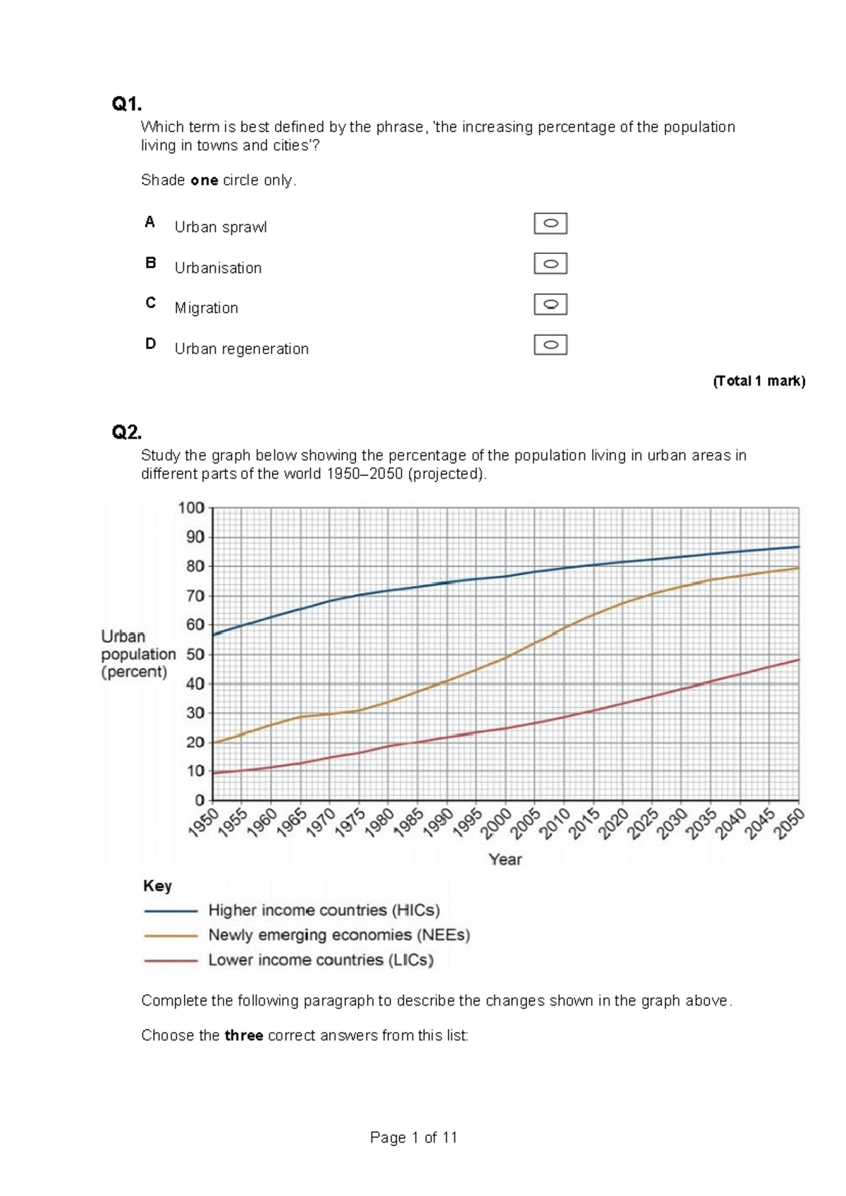 Urbanization and Education Inequalities: Practice Exam Qs for GOV101 ...