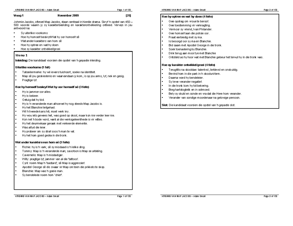 KRISMIS VAN MAP JACOBS – Opstel en Analise van Karakterontwikkeling ...
