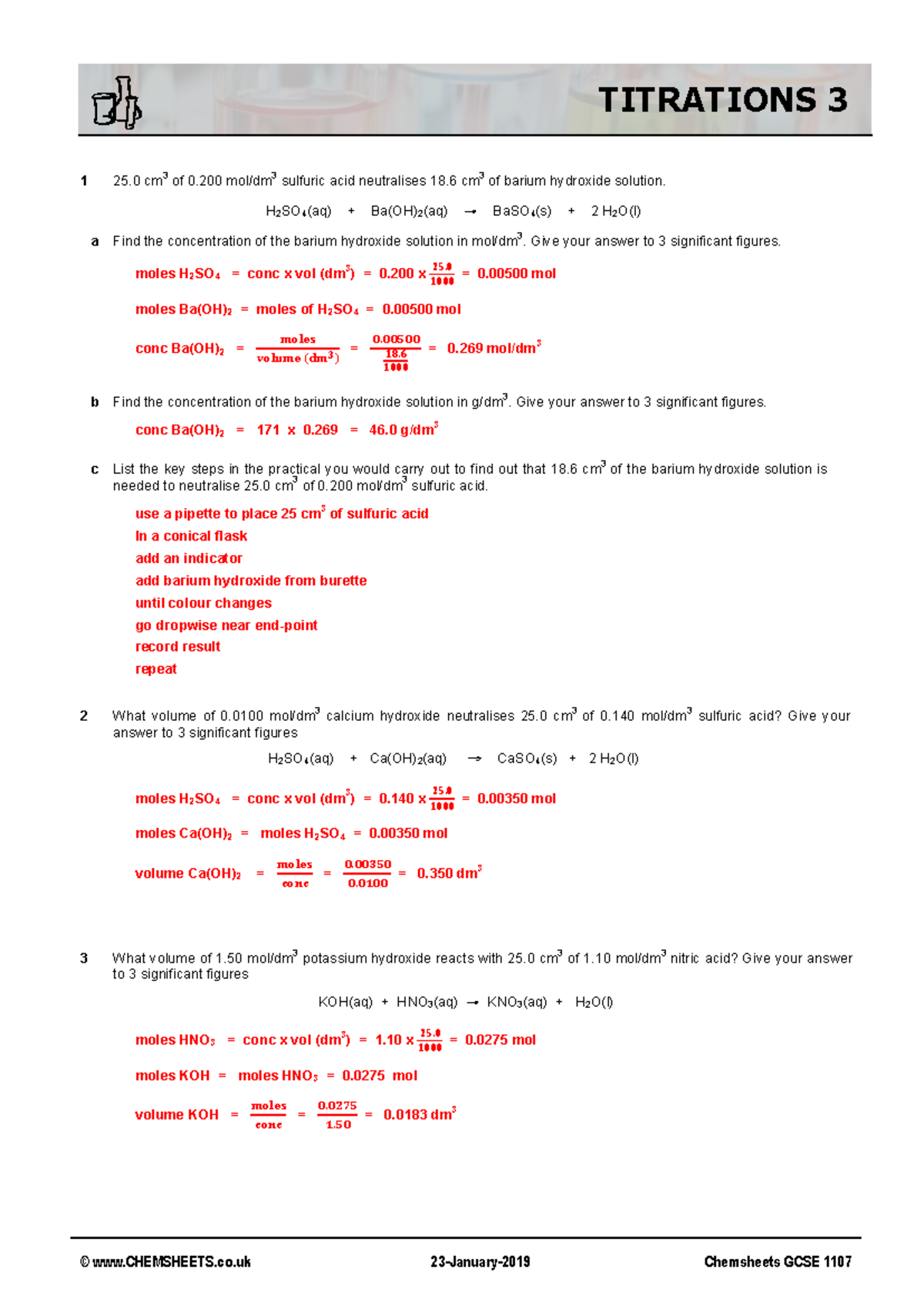 Titrations-3-ANS wk4 - Answer Sheet for Acid-Base Reactions - Studocu