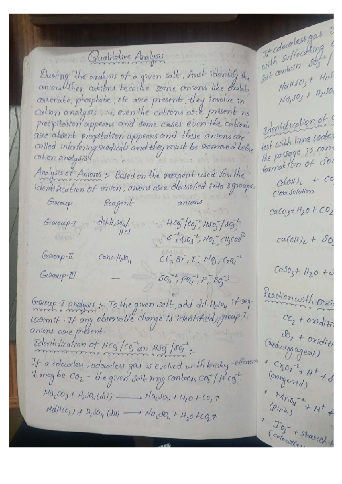 Qualitative Analysis - Identification of Anions and Cations - Studocu