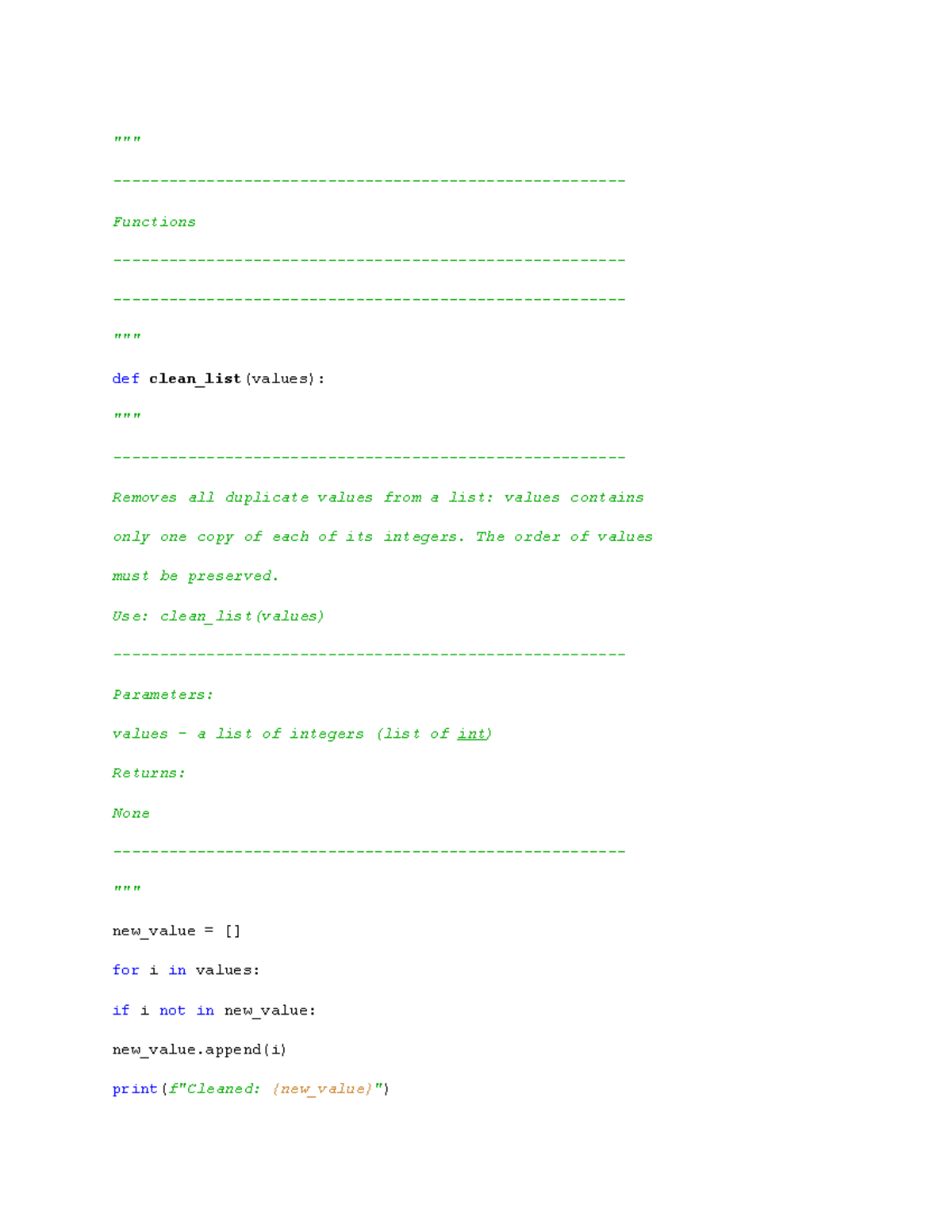 Assignment 1 cp164 - """ - Functions """ def clean_list(values): - Studocu