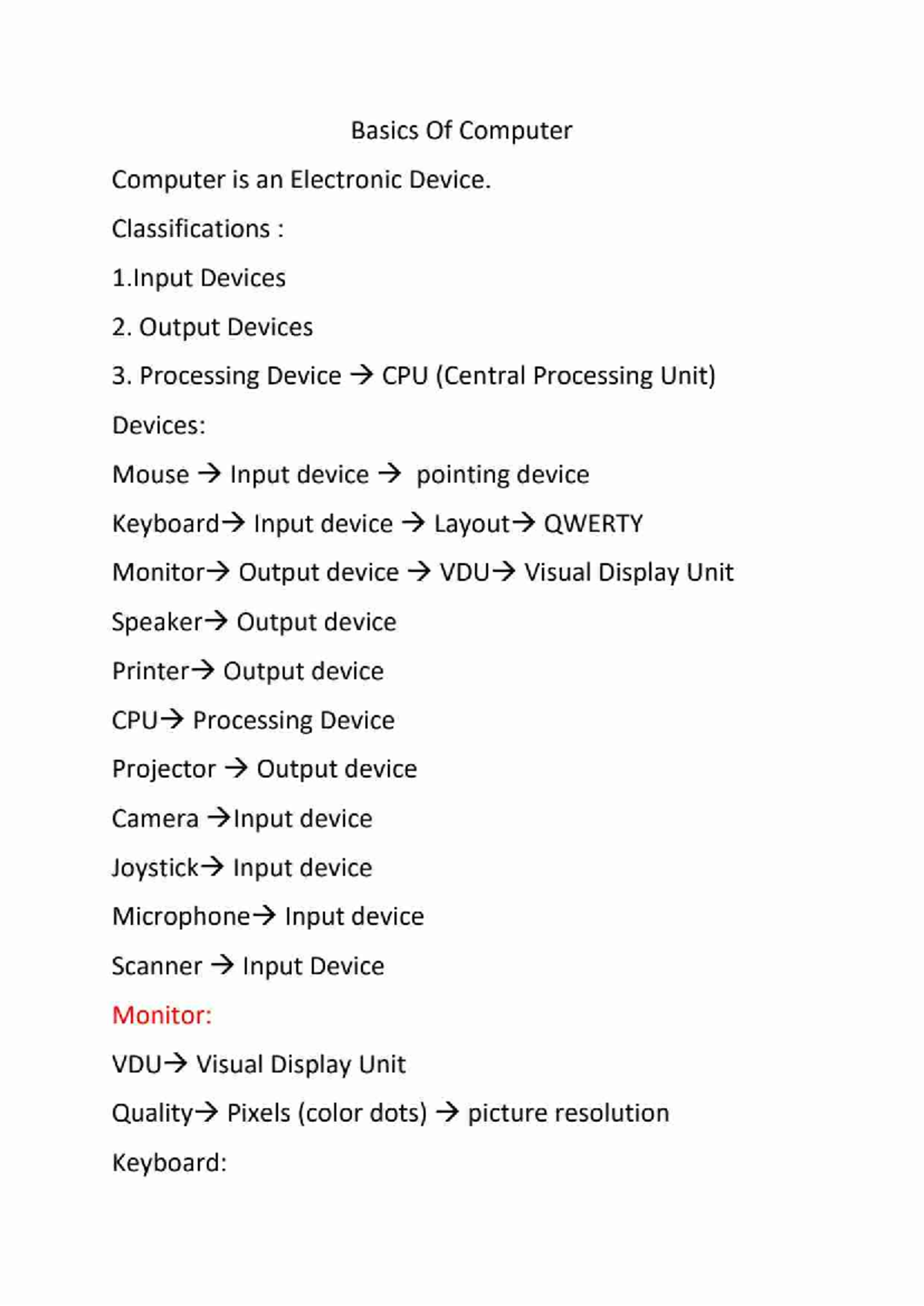 Basics Of Computer-265 - Basics Of Computer Computer is an Electronic Device. Classifications ...