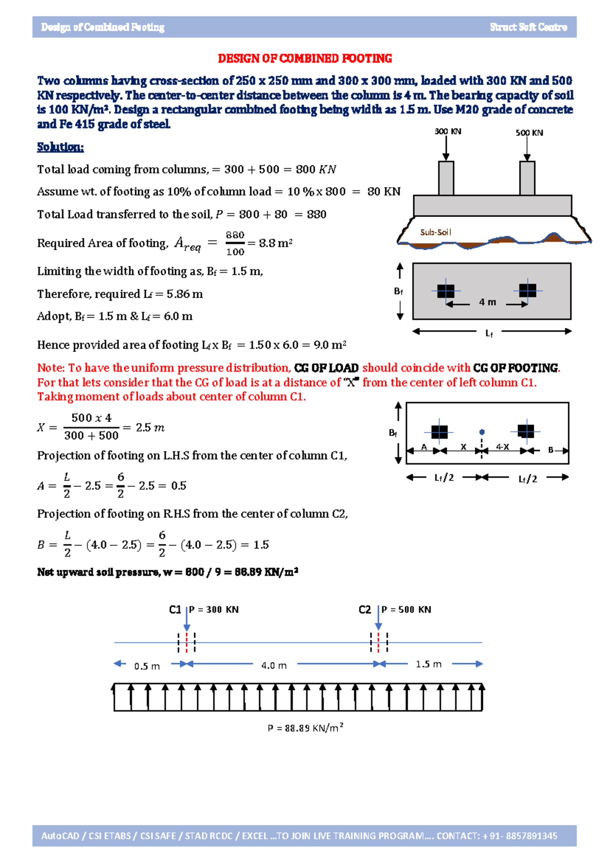 Design of Combined Footing: Analysis and Reinforcement (SSC) - Studocu