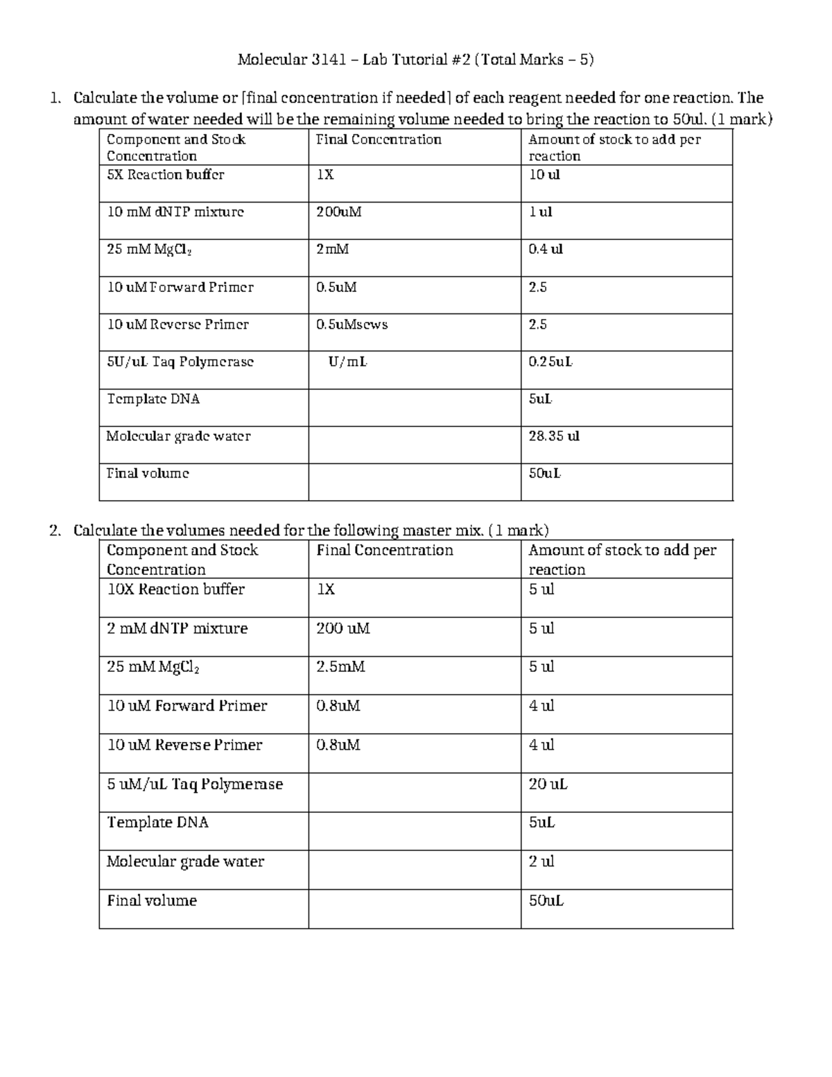 Molecular 3141 – Lab Tutorial #2-1 final - Molecular 3141 – Lab ...