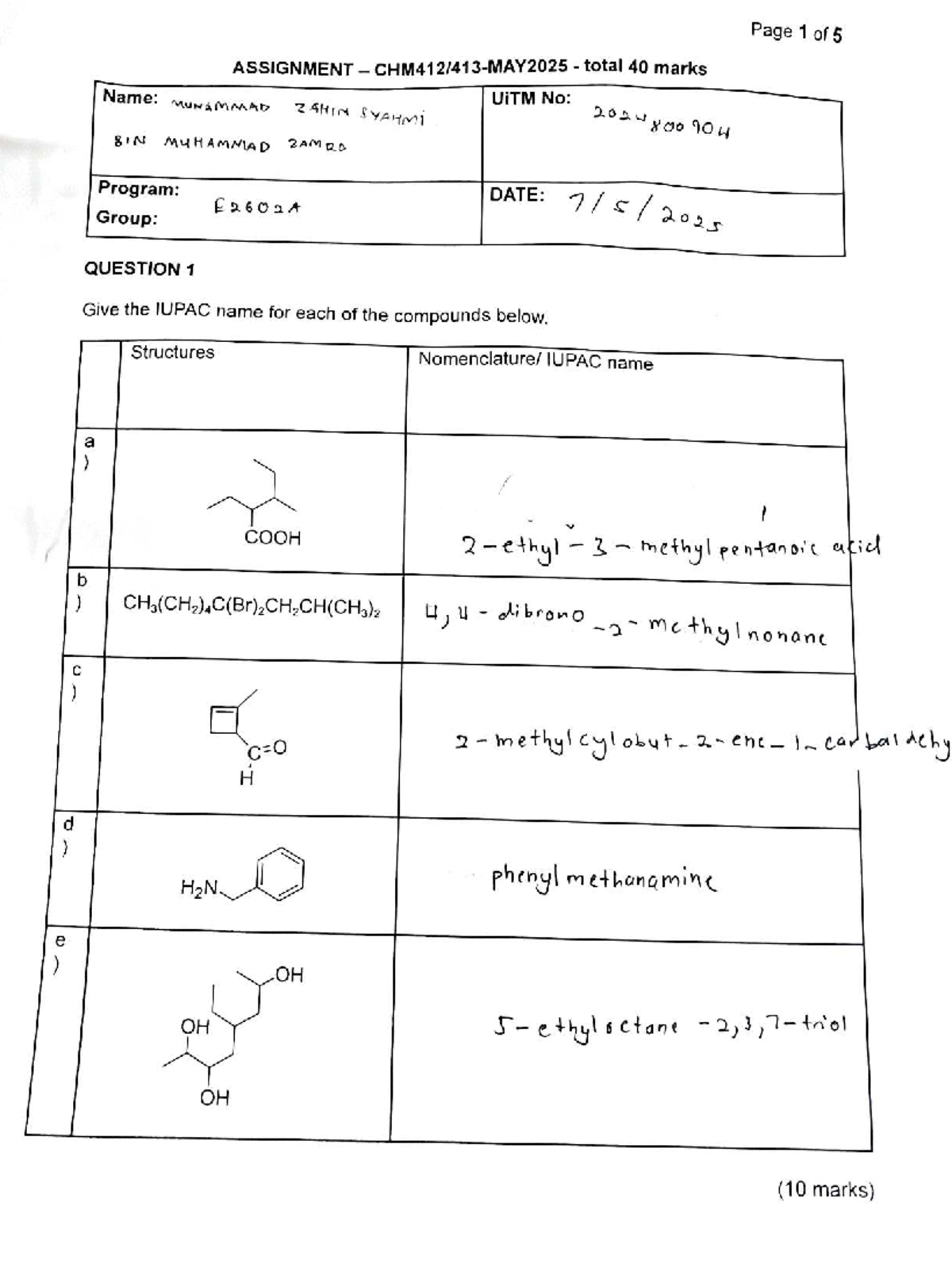 CHM 101: Organic Chemistry IUPAC Naming & Structure Analysis Notes ...