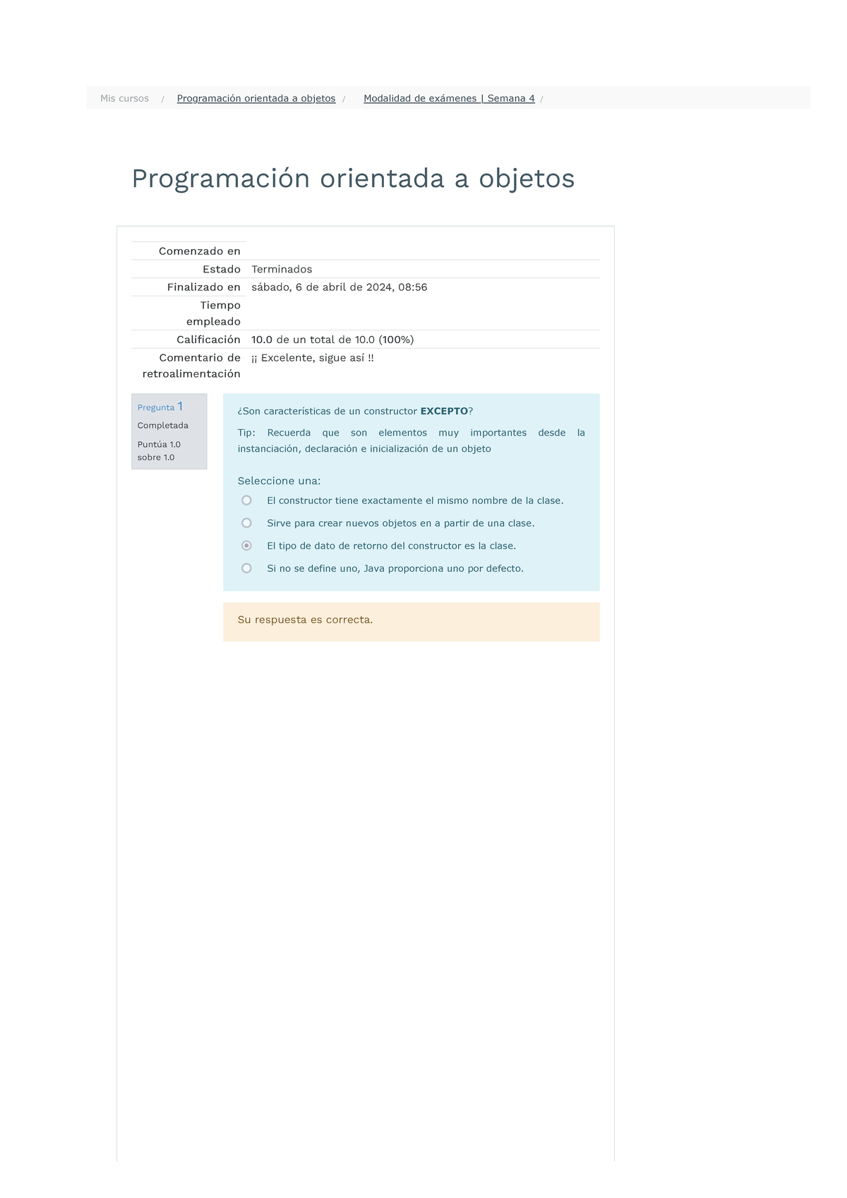 Modalidad de Exámenes de Programación Orientada a Objetos - Semana 4 - Studocu