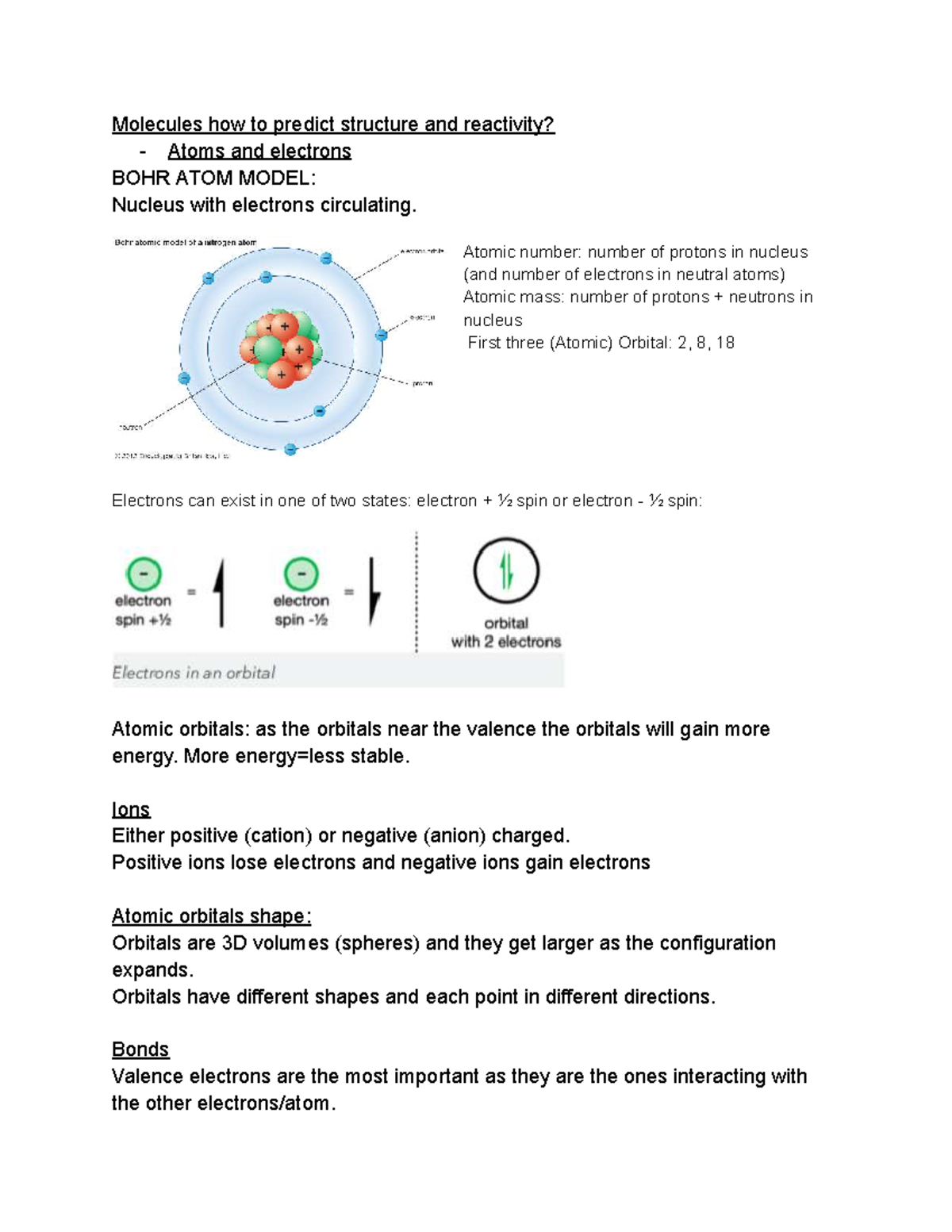 123.104 Lecture 1: Predicting Molecular Structure & Reactivity - Studocu