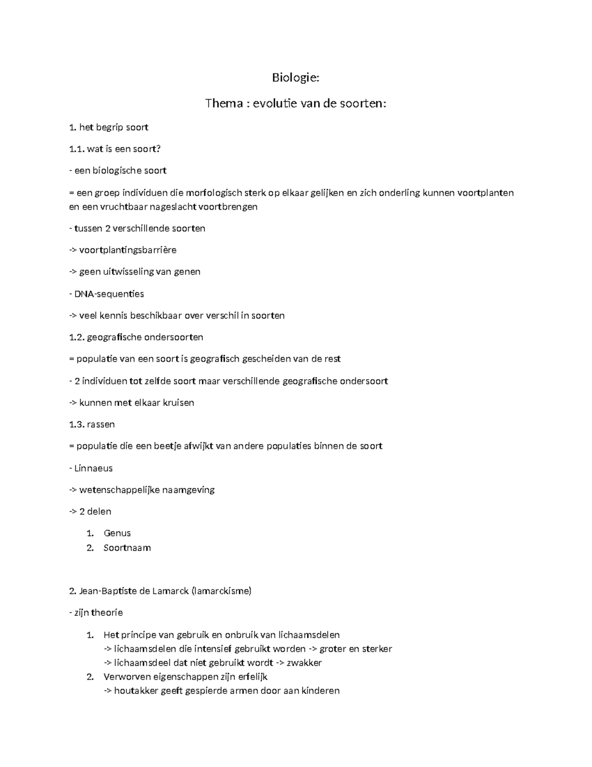 Biologie thema 5 - Biologie: Thema : evolutie van de soorten: het ...
