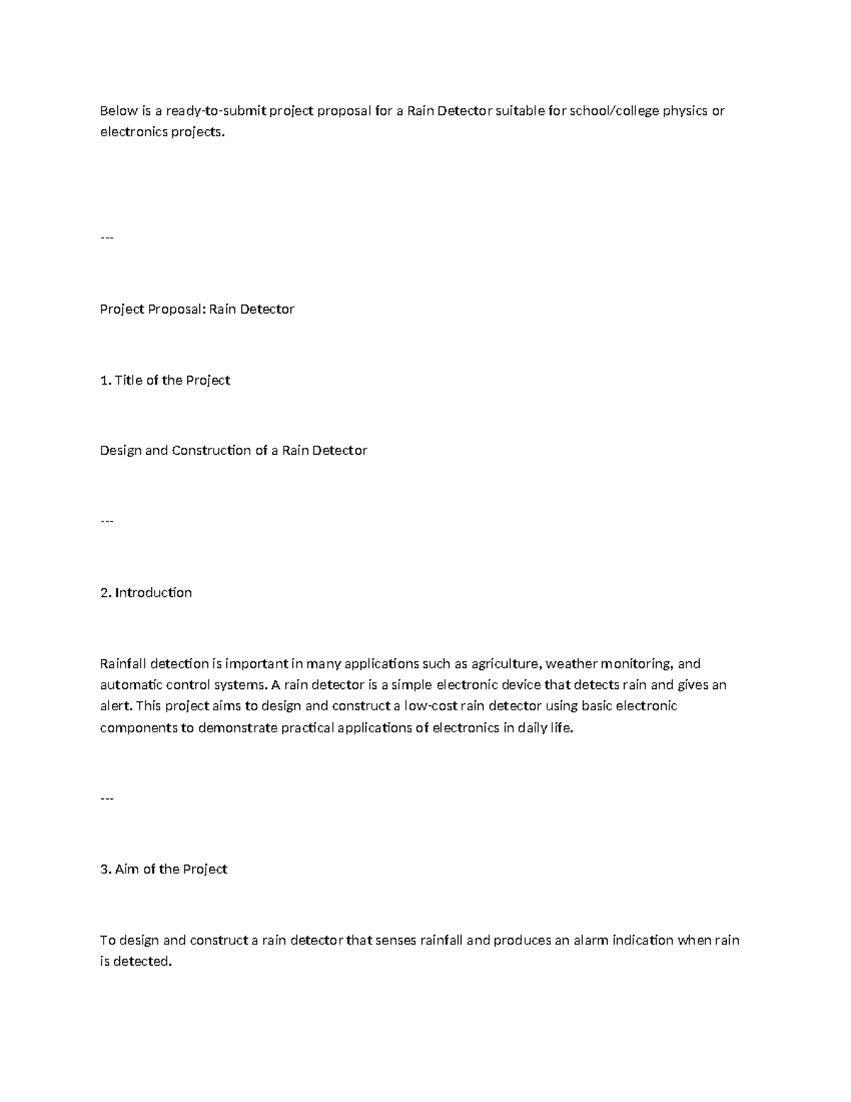 Project Proposal: Design & Construction of Rain Detector for Physics ...