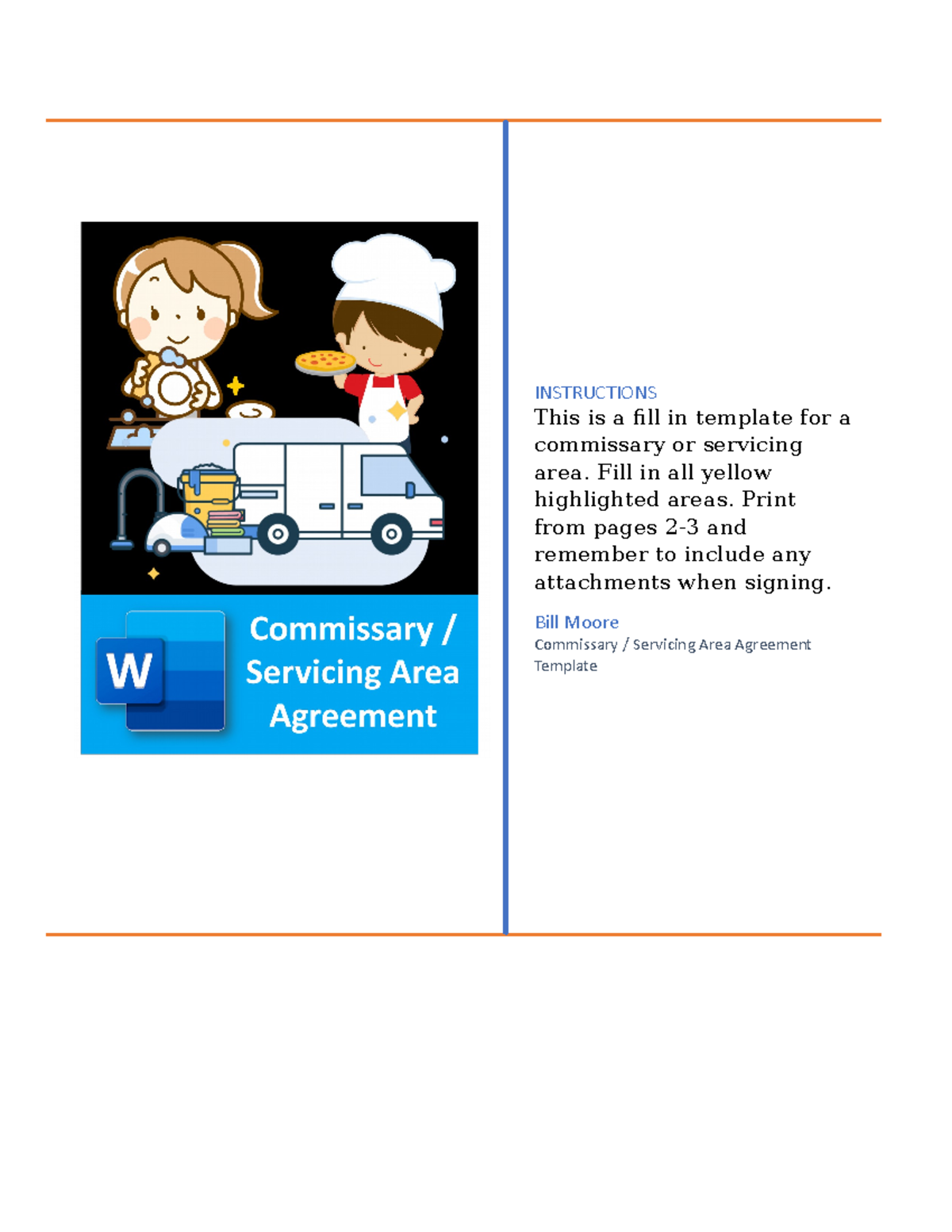 Commissary Contract example - INSTRUCTIONS This is a fill in template ...