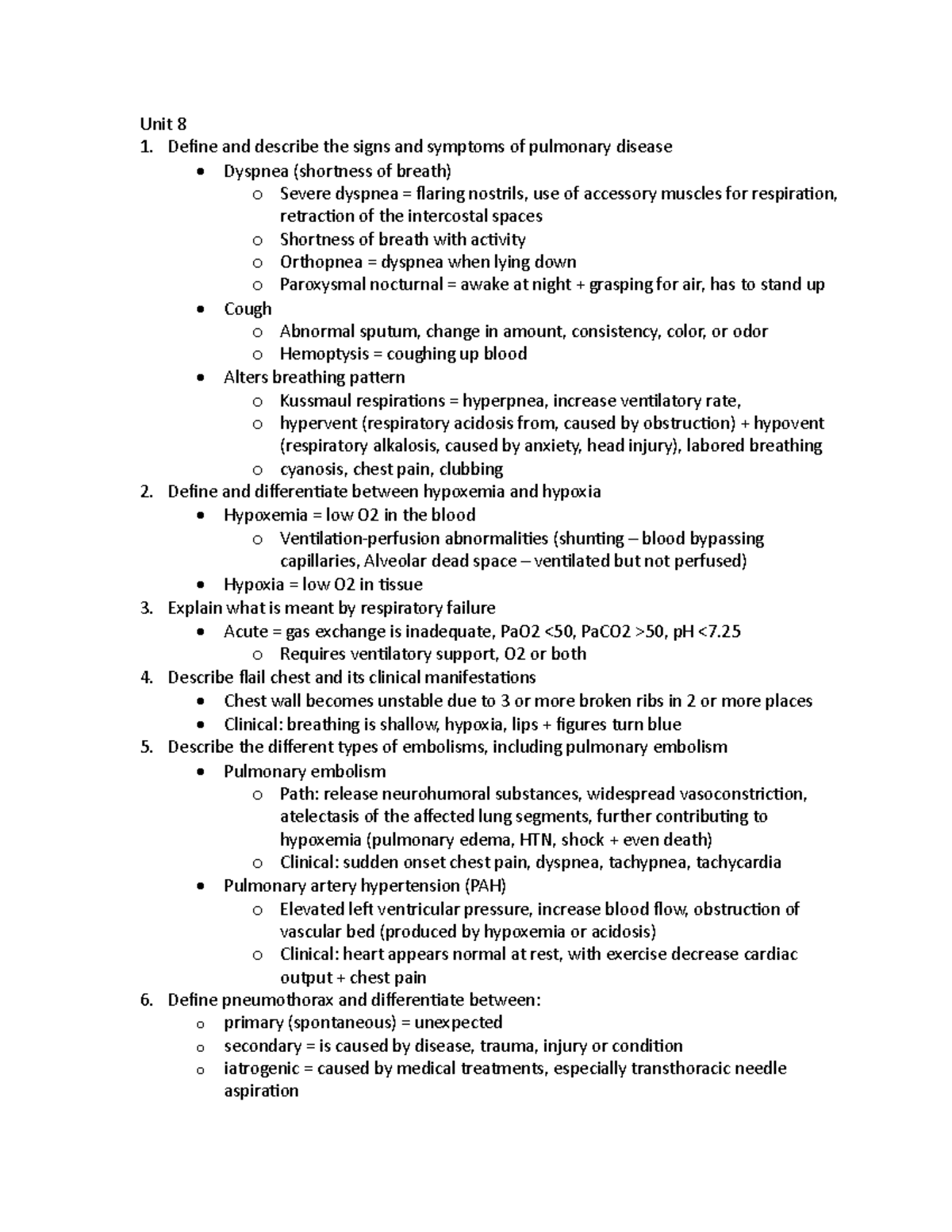 Unit 8-11 Comprehensive Guide: Respiratory & Reproductive Disorders ...
