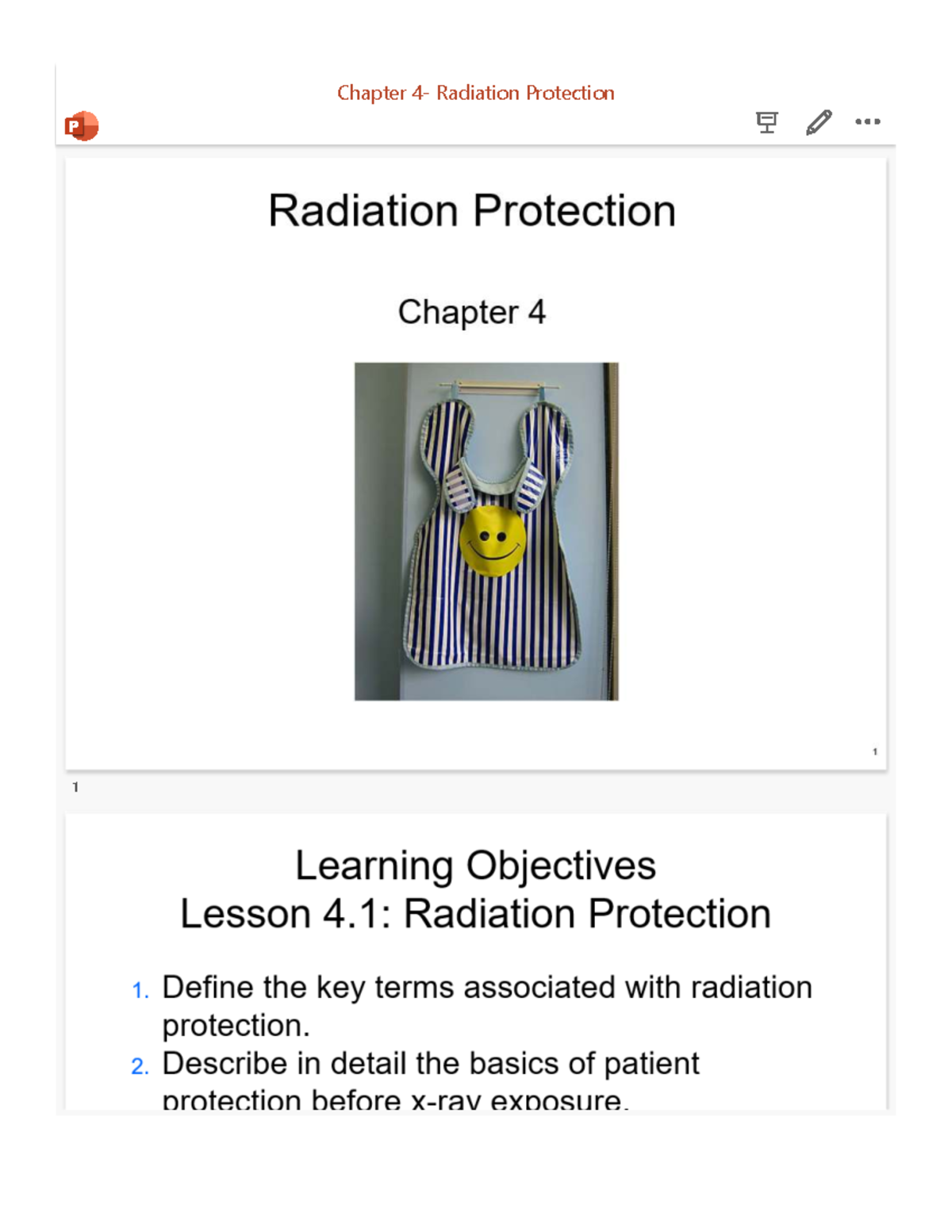 Chapter 4: Radiation Protection Overview - DENT1102 - Chapter Radiation Protection P Radiation ...