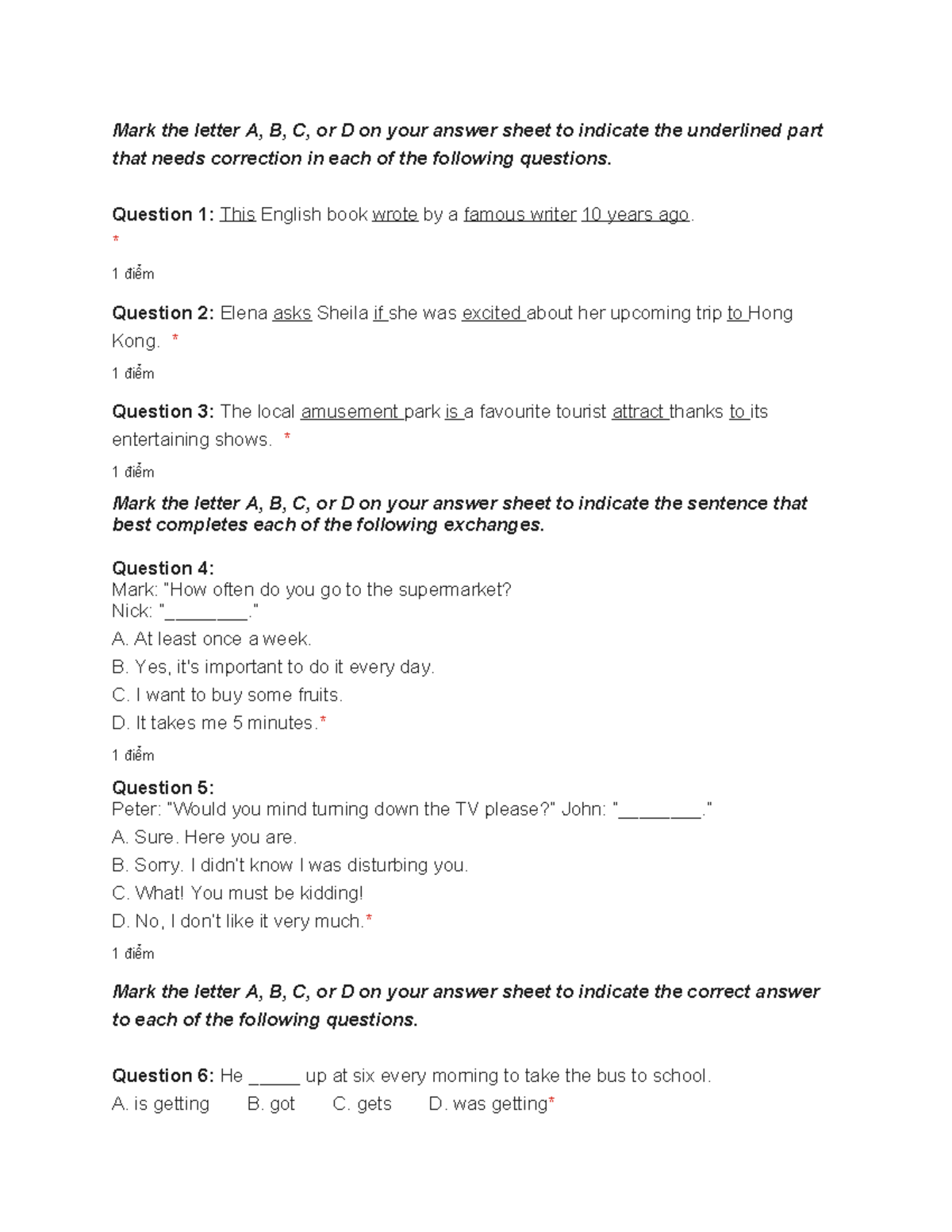 Đề kiểm tra 30-3 - English Quiz Questions and Answers - Studocu