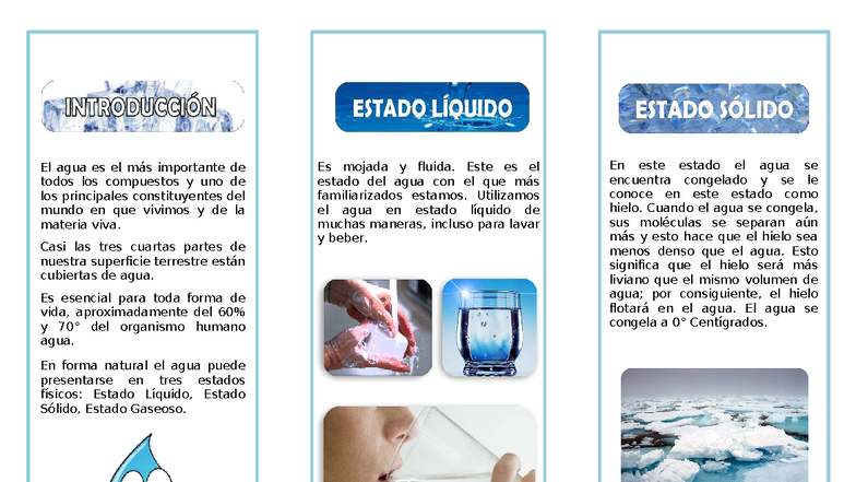 364819960 Tríptico sobre los Estados del Agua: Líquido, Sólido y ...