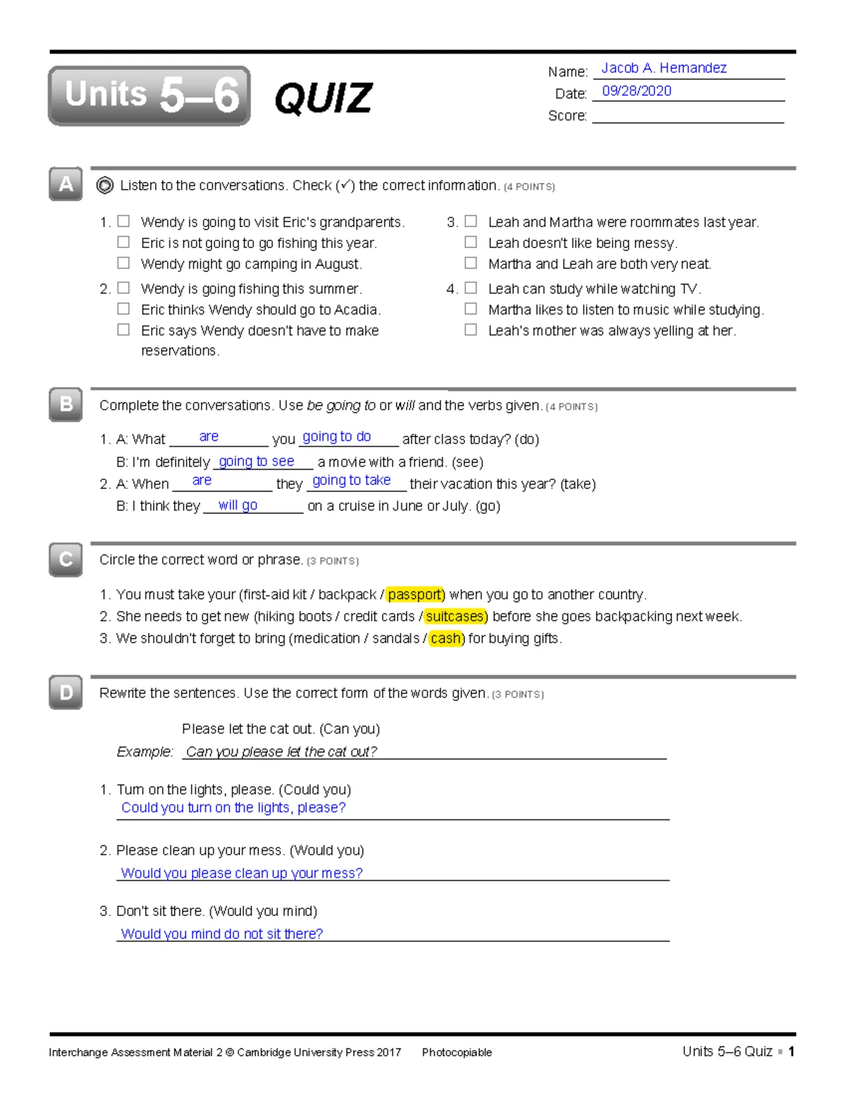 Workbook 3 Interchange - Workbook answer key 1 That's what friends are ...
