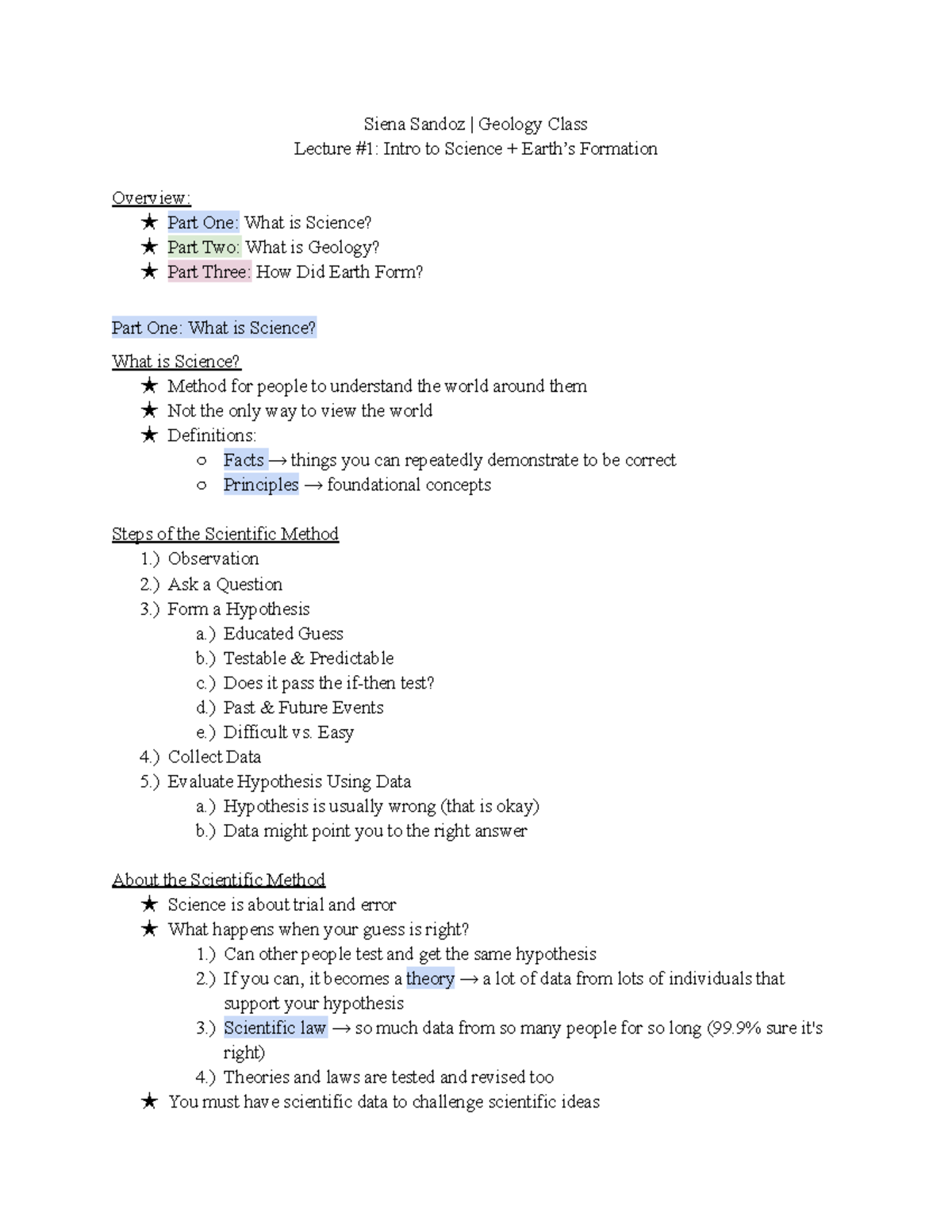 Geology 101: Intro to Science & Earth's Formation Overview - Studocu