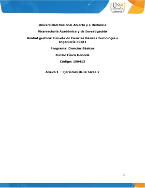 Anexo 2 - Ejercicios de la Tarea 3 - Física General 100413 - Studocu