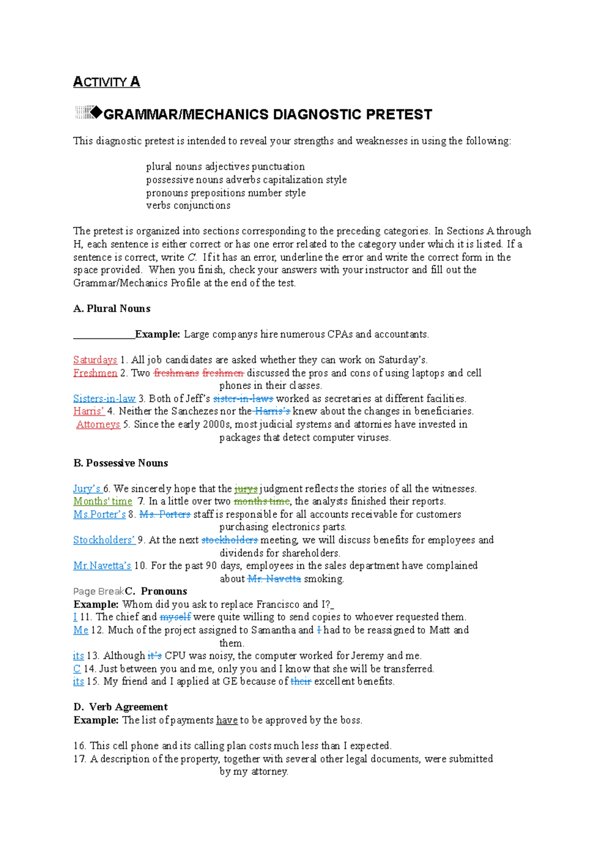 Grammar Revision on applying in practical - A CTIVITY A GRAMMAR ...