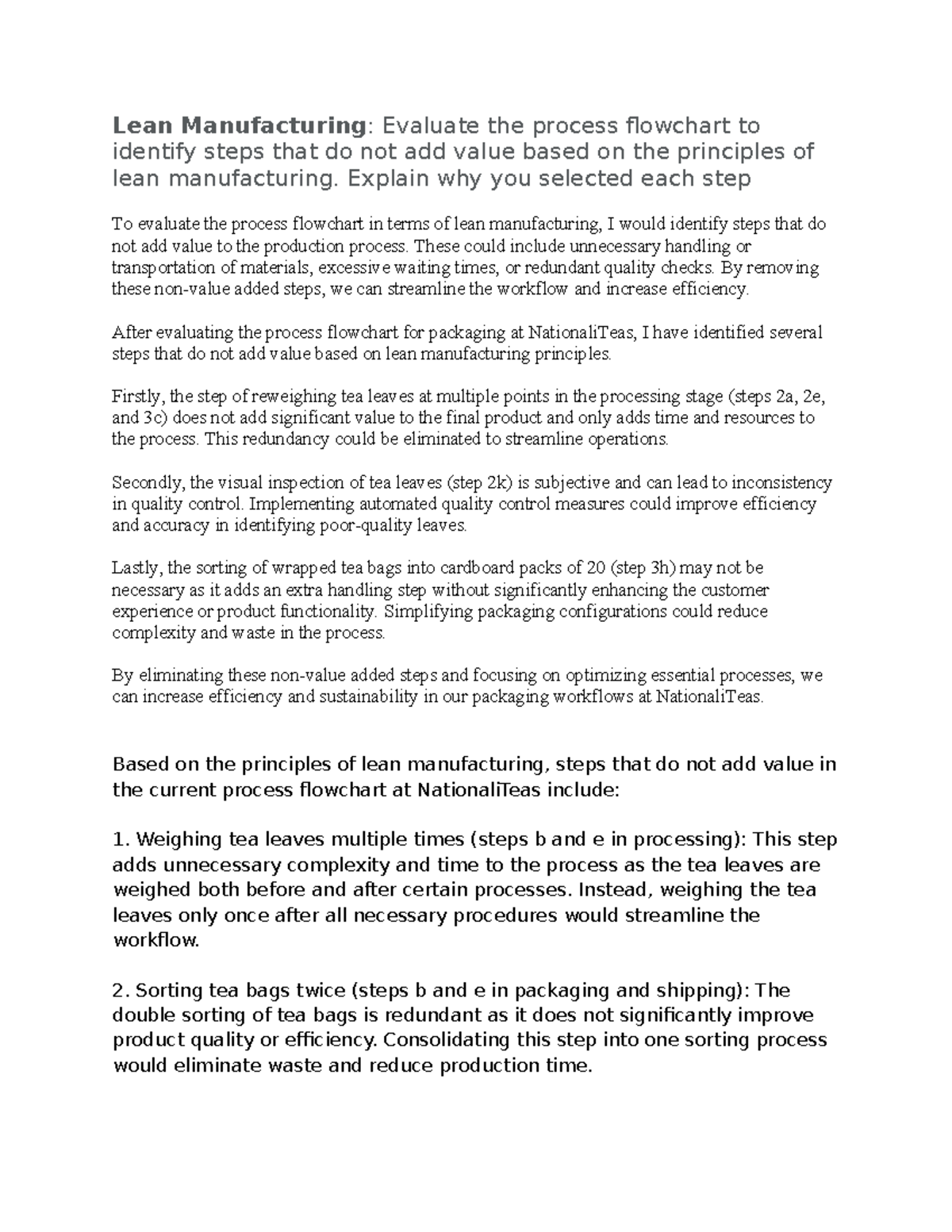 QSO 321 Mod 4 Lean Manufacturing & Sustainability Analysis Notes - Studocu