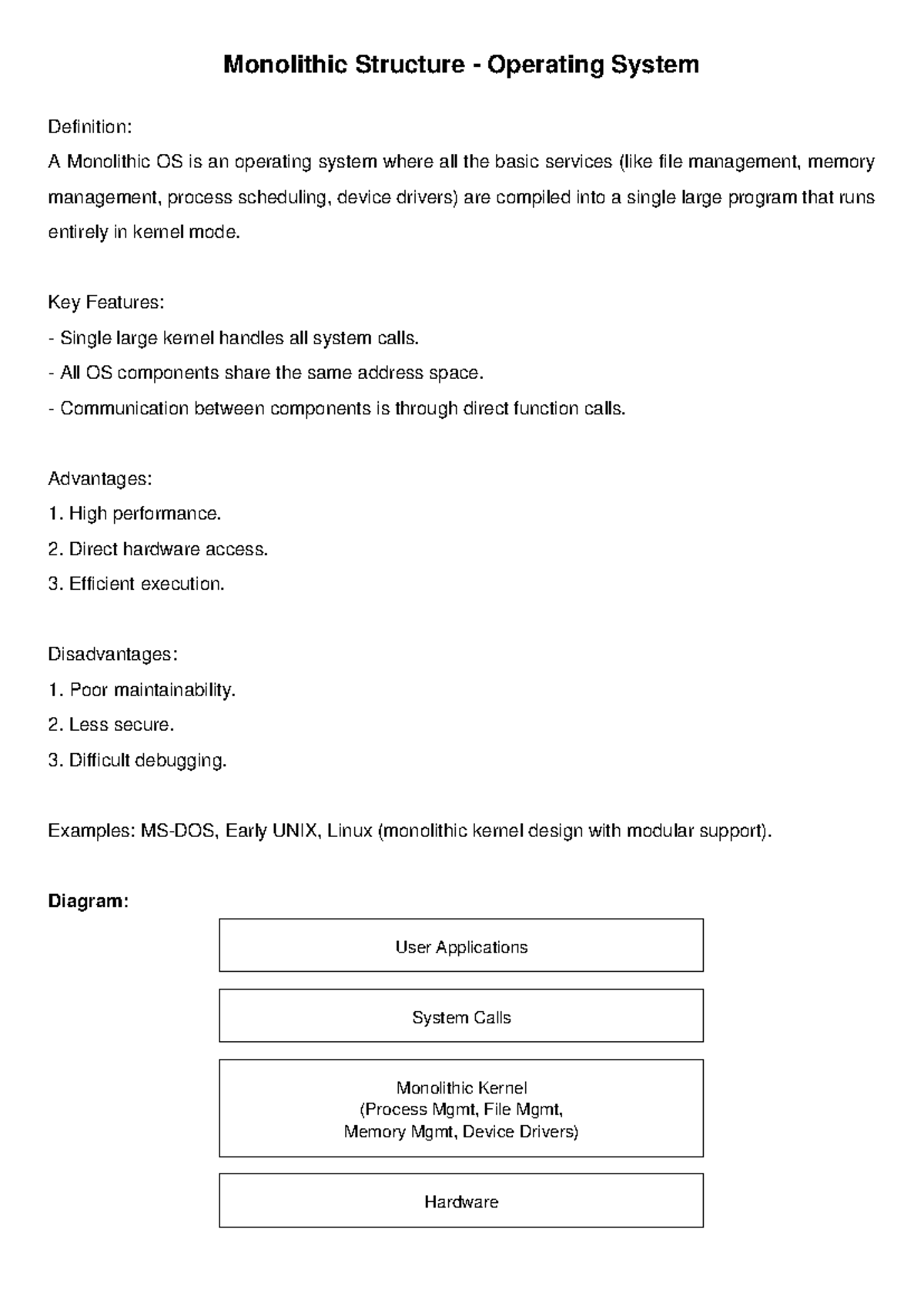 Monolithic OS Overview: Definition, Features, Pros & Cons - Studocu