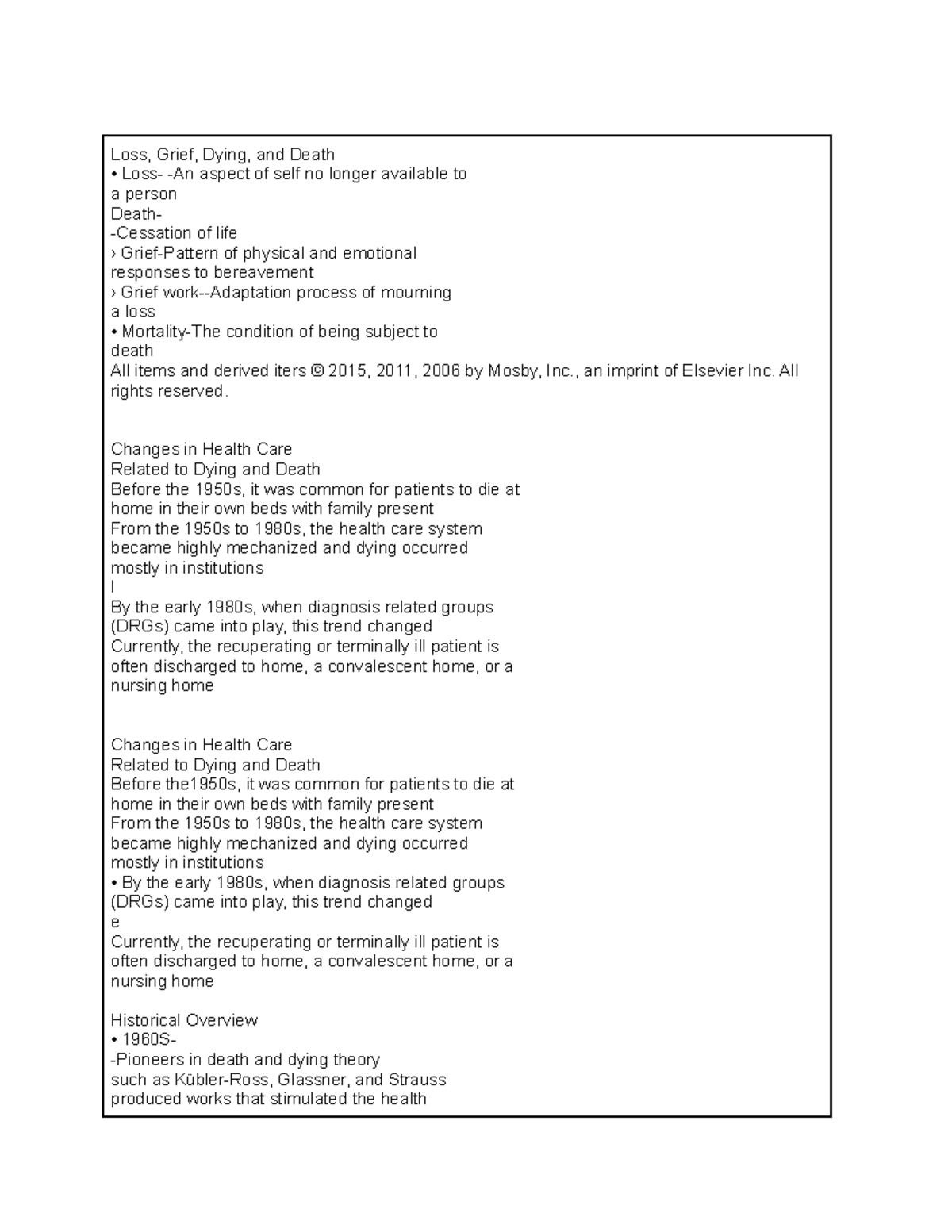 Chapter 25 - Loss, grief, death - Loss, Grief, Dying, and Death Loss-An ...