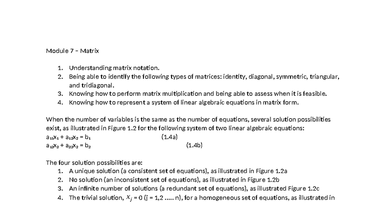 Module 7: Introduction to Matrix Notation and Operations - Studocu