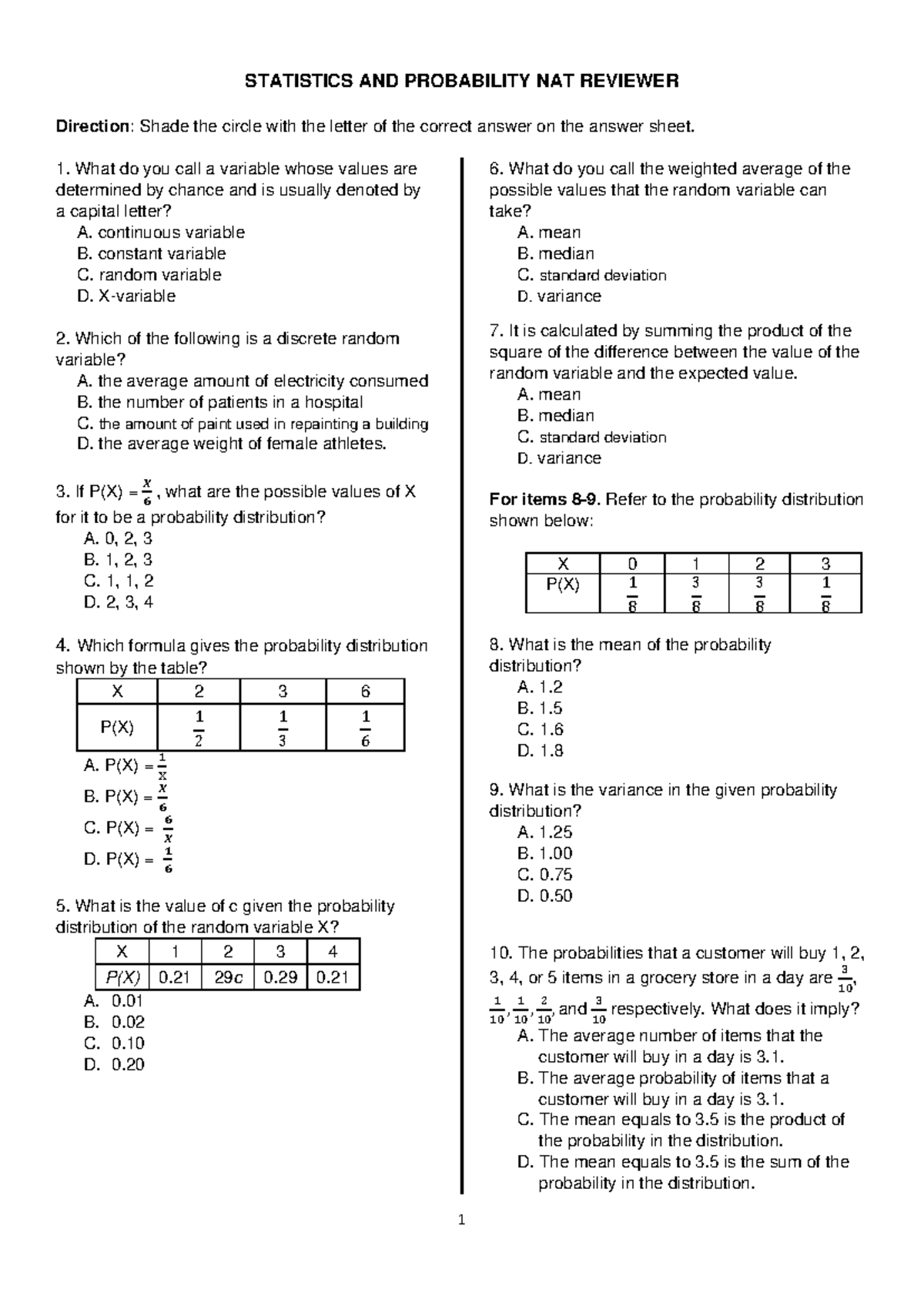 Statistics and Probability Review Notes for Exam Preparation - Studocu