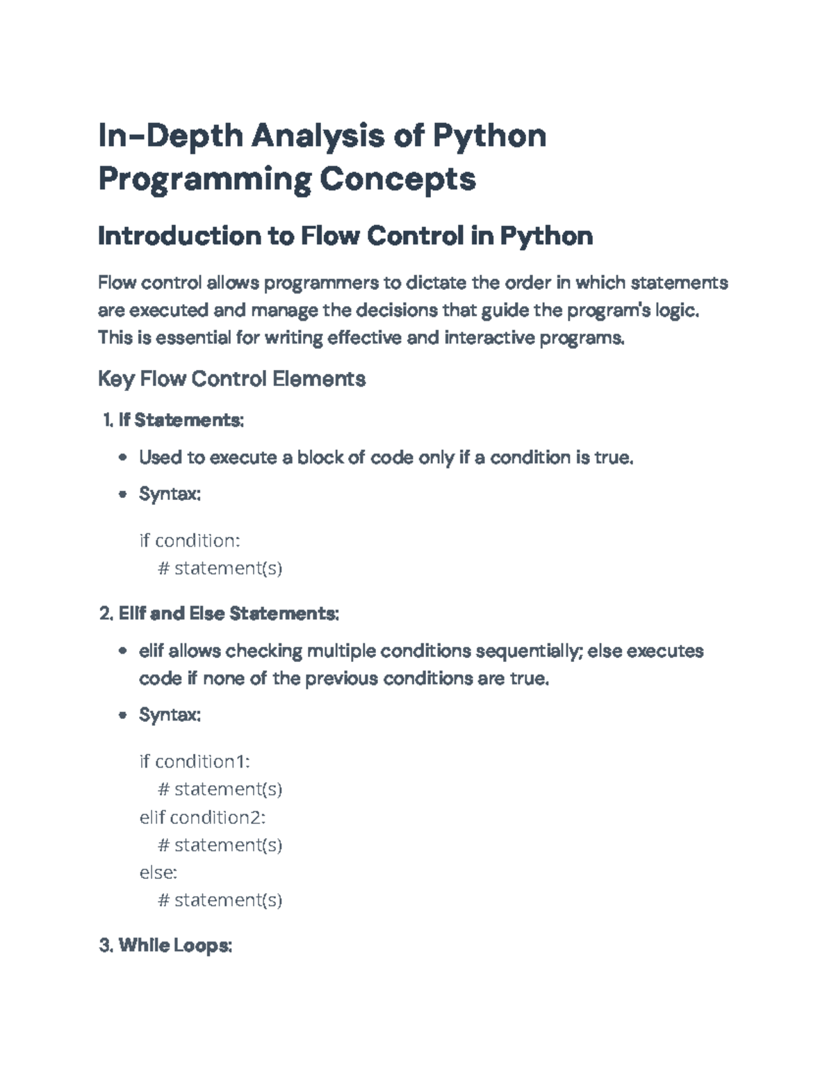 Python Flow Control and Functions Overview: Key Concepts Explained - In-Depth Analysis of Python ...