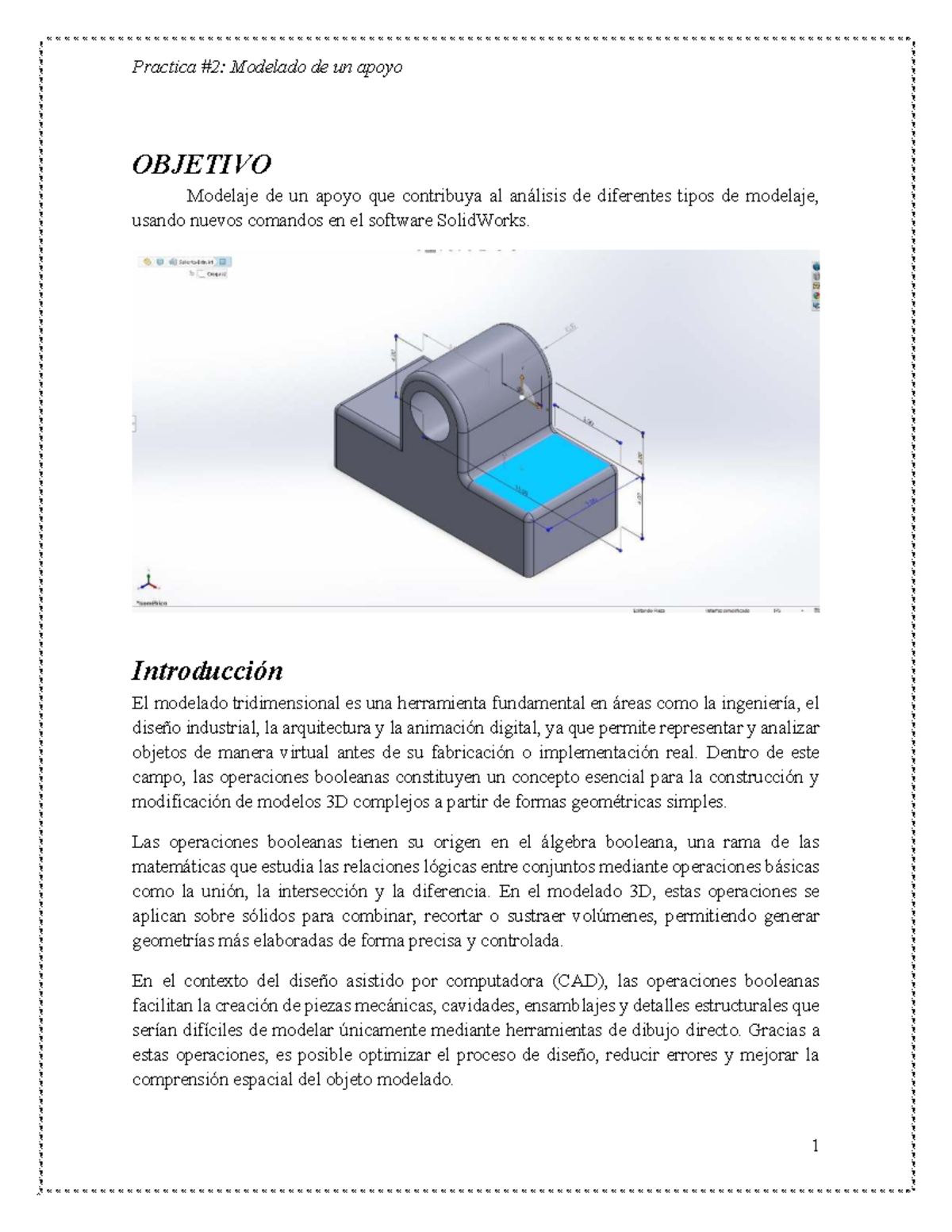 Práctica #2: Modelado de una Base en SolidWorks - Studocu